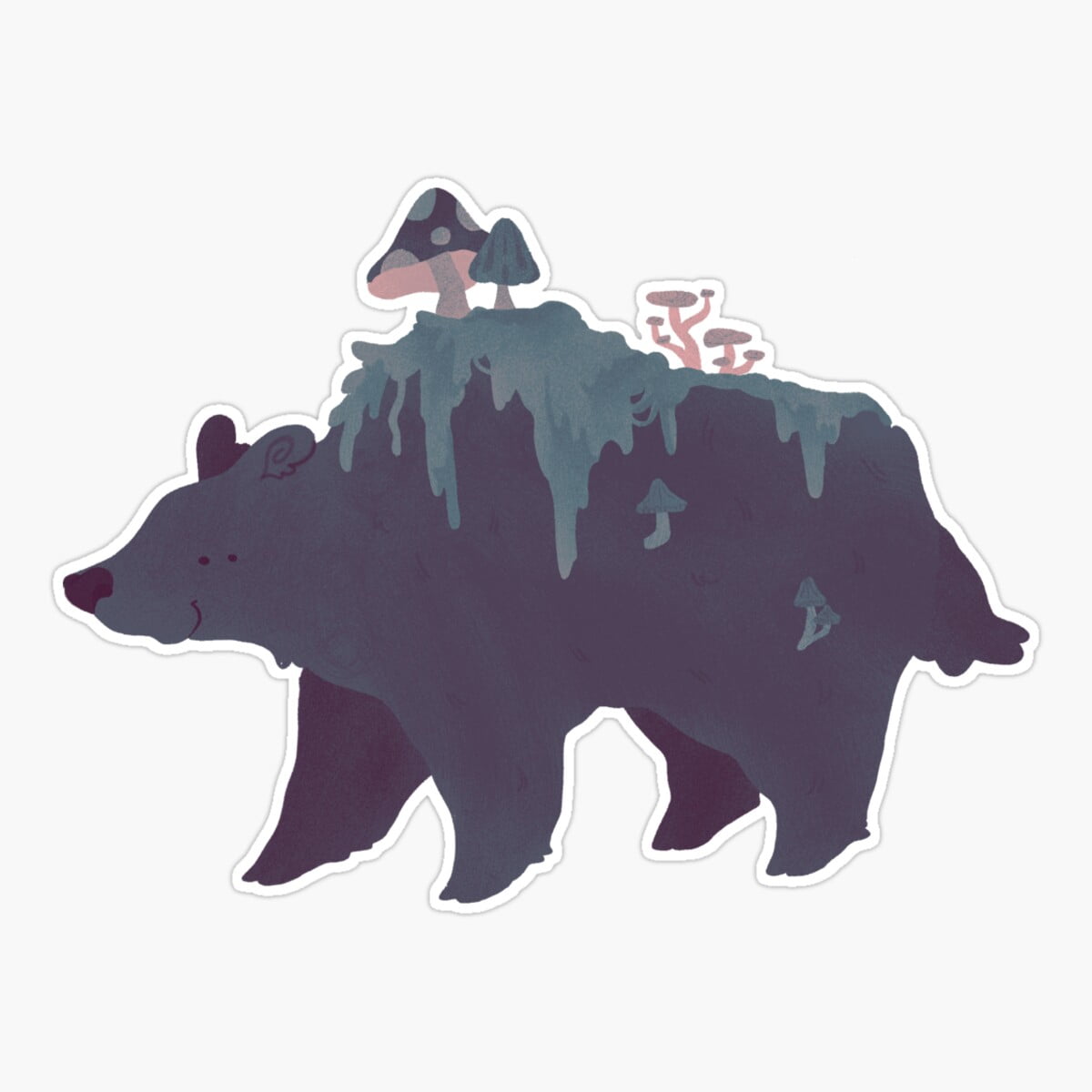 Onim Midnight Mushroom Bear Sticker, Phone Decal Water Bottle Stickers ...