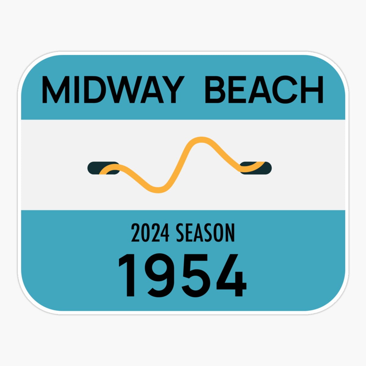 Onim Midway Beach Season Badge Blue/Teal Sticker, Phone Decal Water ...