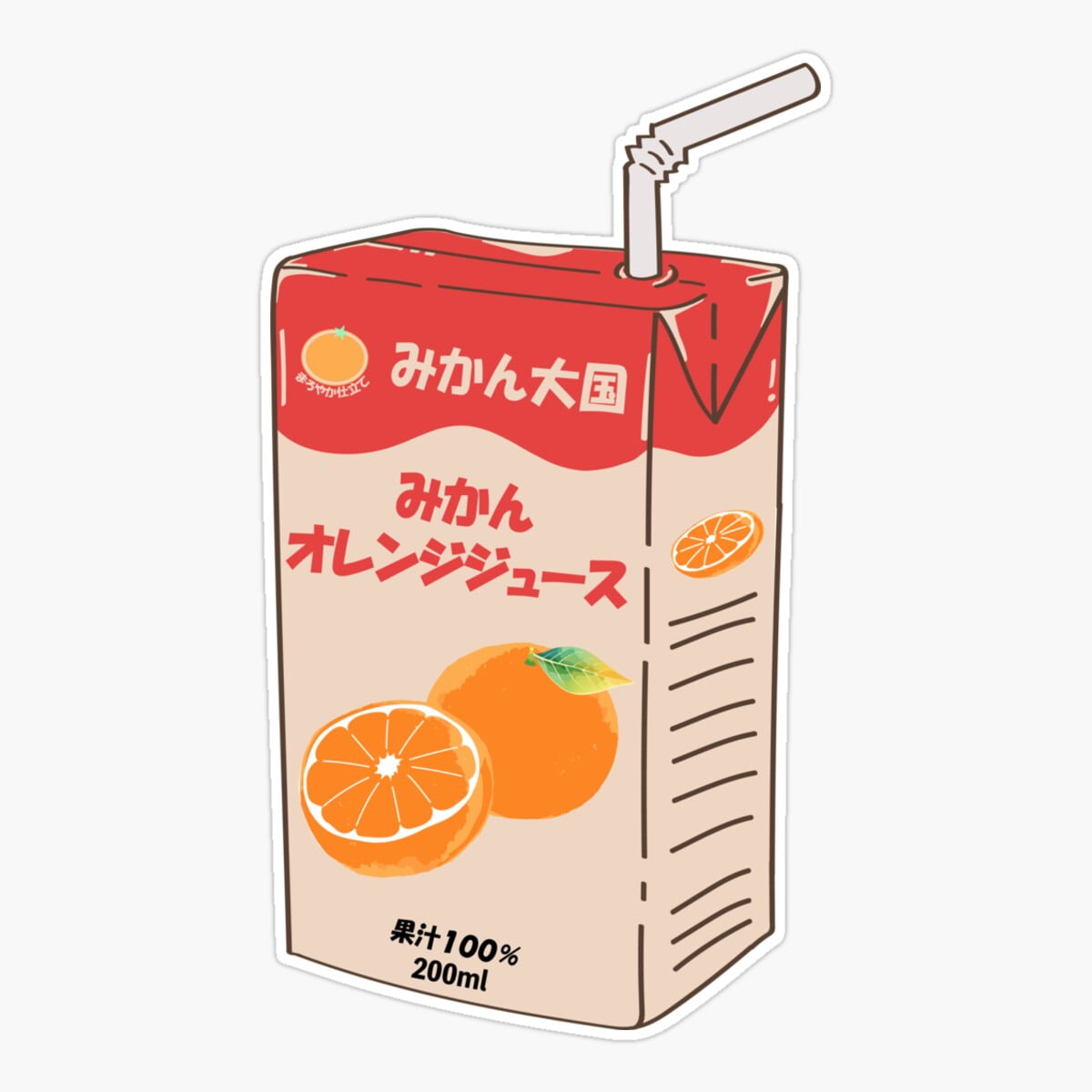 Onim Mikan Orange Juice In Japan Sticker, Phone Decal Water Bottle ...