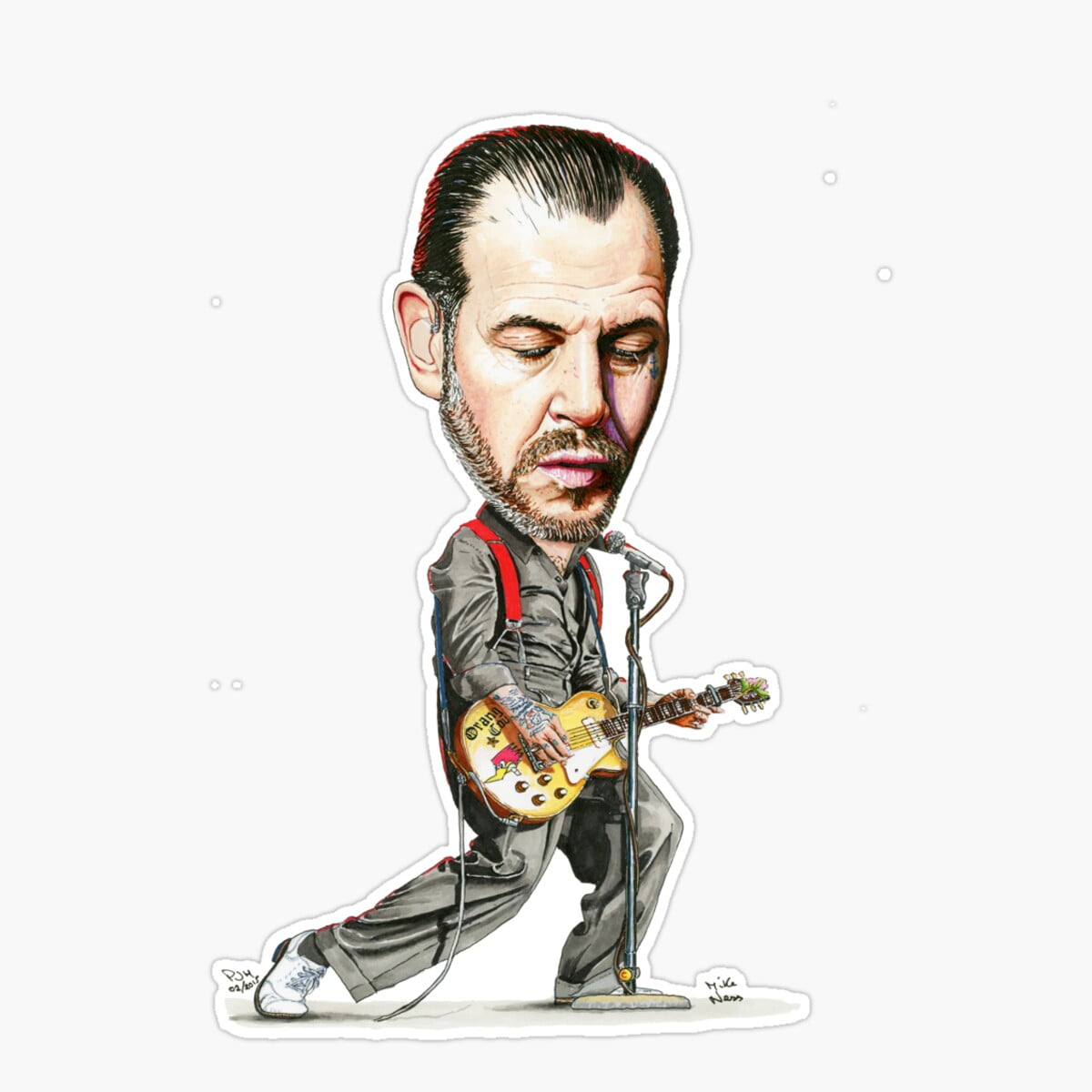 Onim Mike Ness - Social Distortion Sticker, Phone Decal Water Bottle Stickers Car Decals, Funny ...