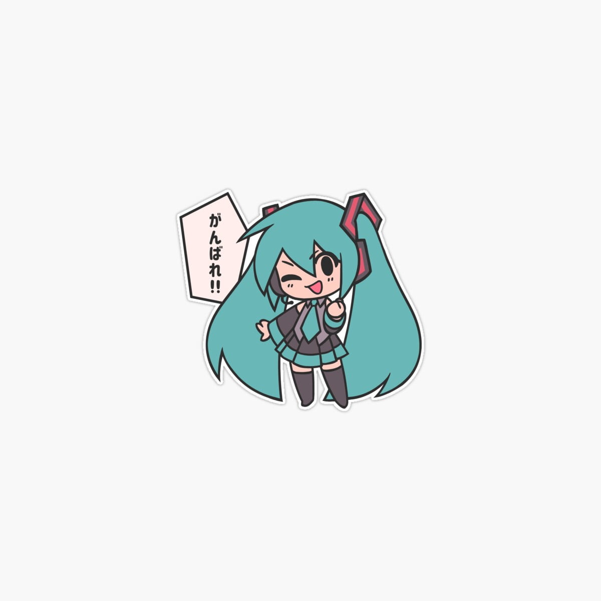 Onim Miku Ganbare Ganbatte Chibi Sticker, Phone Decal Water Bottle ...