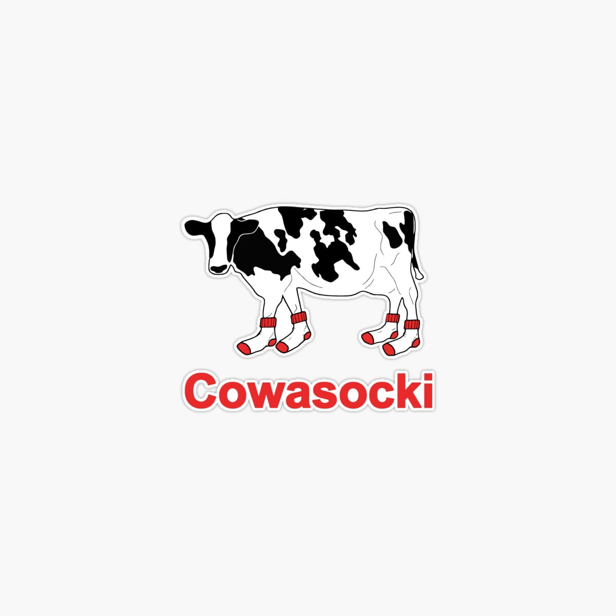 Onim Milk Cow In Socks - Cowasocki Cow A Socky Sticker, Phone Decal ...