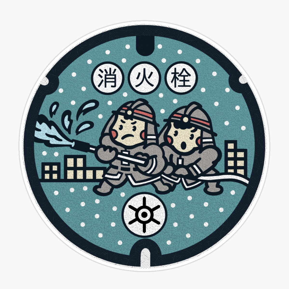 Onim Minato City Manhole Cover Art 2 Sticker, Phone Decal Water Bottle ...