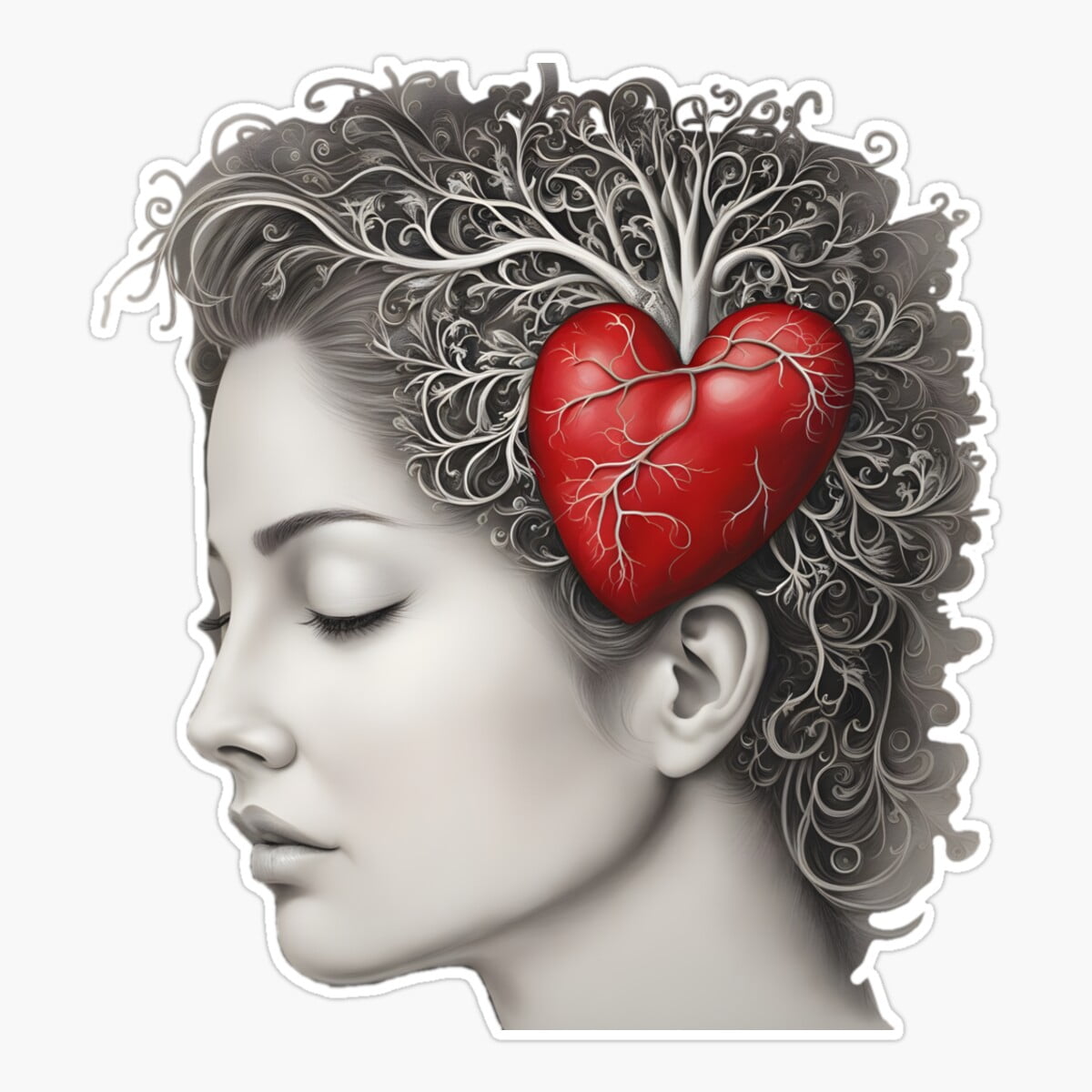 Onim Mindful Heart, Emotional Brain Sticker, Phone Decal Water Bottle ...