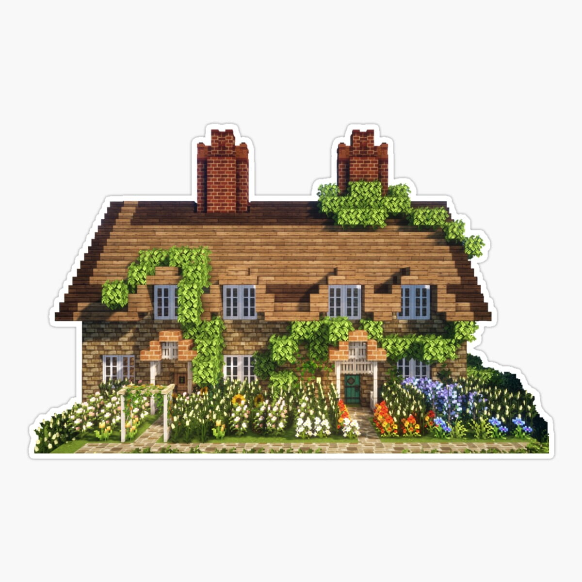 Onim Minecraft English Cottage Sticker, Phone Decal Water Bottle ...