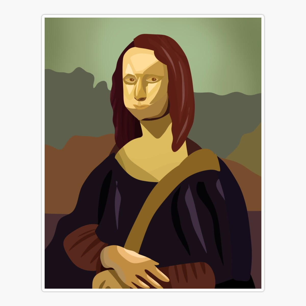 Onim Minimalist Cutout Mona Lisa Sticker, Phone Decal Water Bottle ...