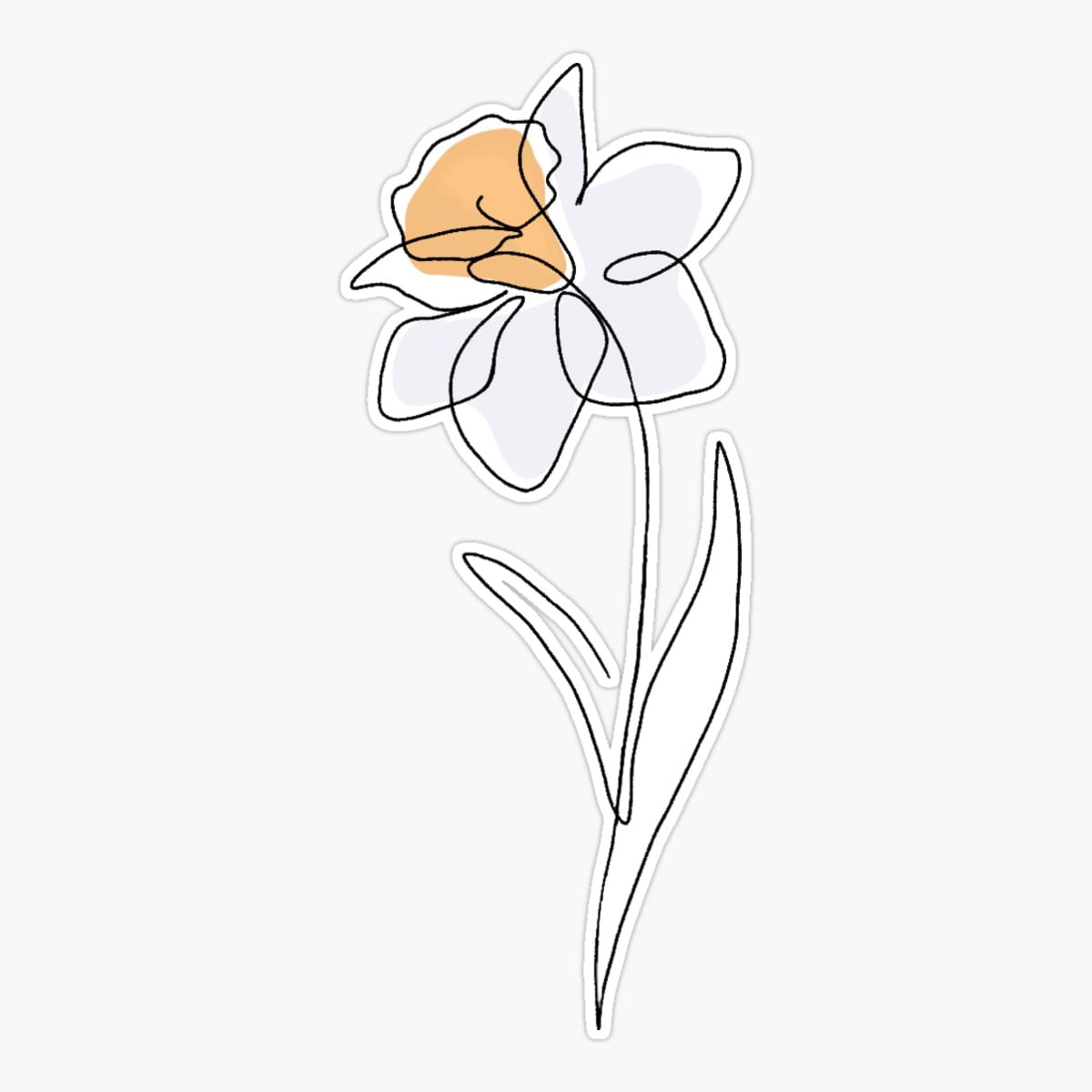 Onim Minimalist Single Line Drawing Of A Daffodil Sticker, Phone Decal ...