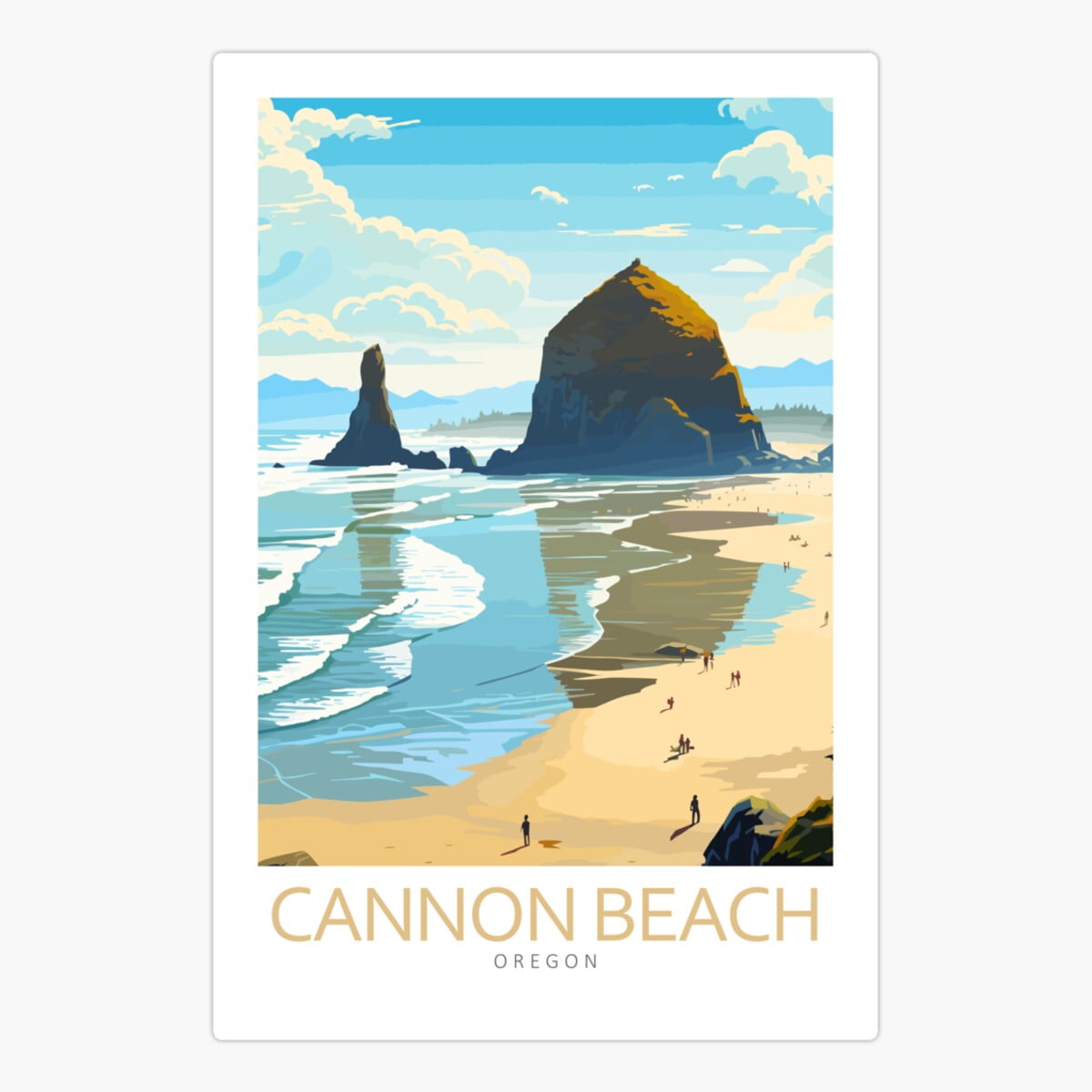 Onim Minimalistic Cannon Beach Oregon Sticker, Phone Decal Water Bottle ...
