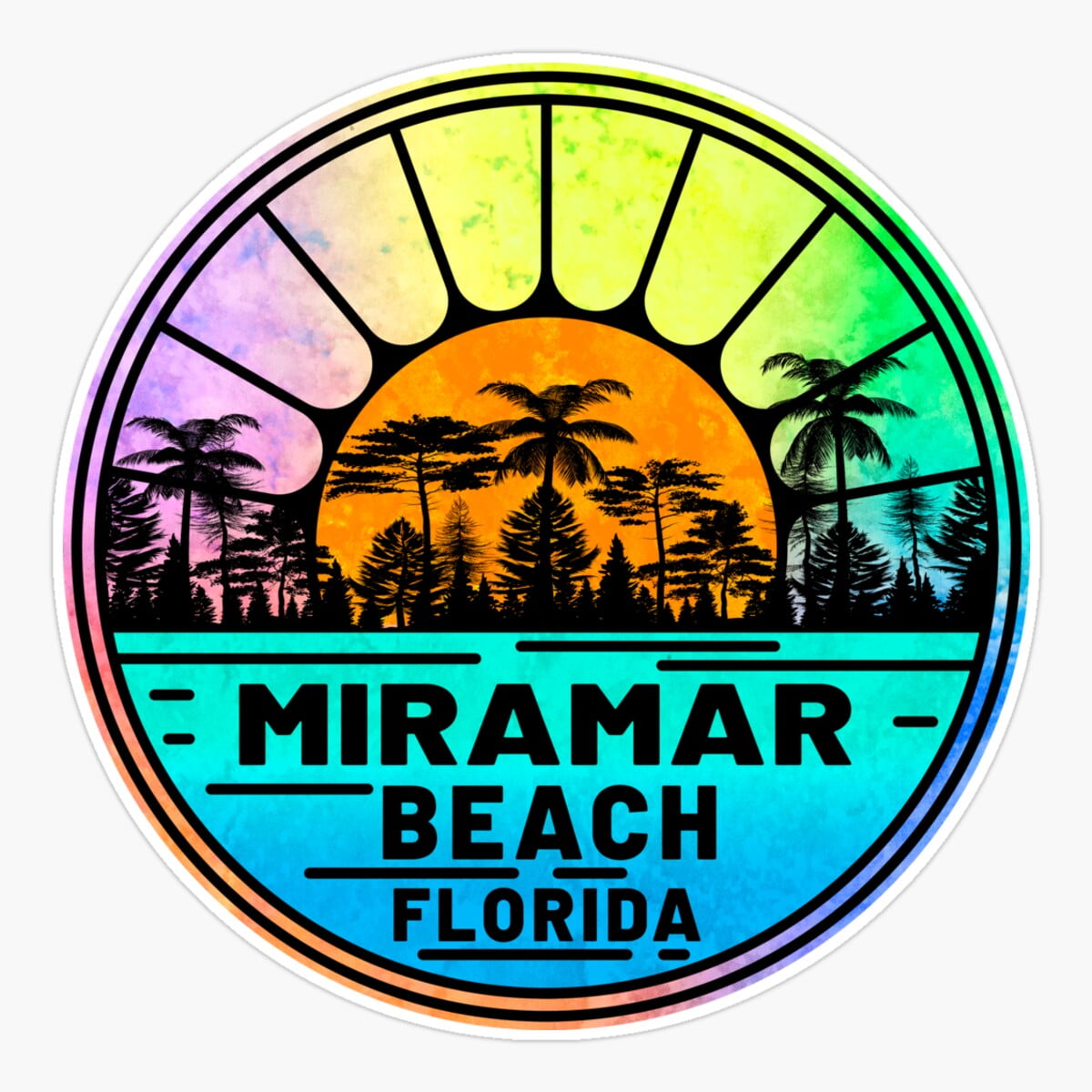 Onim Miramar Beach Florida Palms Panhandle Emerald Coast Sticker, Phone ...