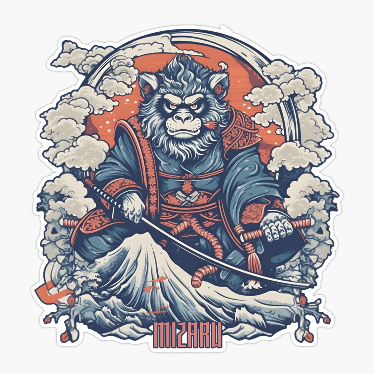 Onim Mizaru, The Samurai Monkey: Hear No Evil, Fight With Honor Sticker ...