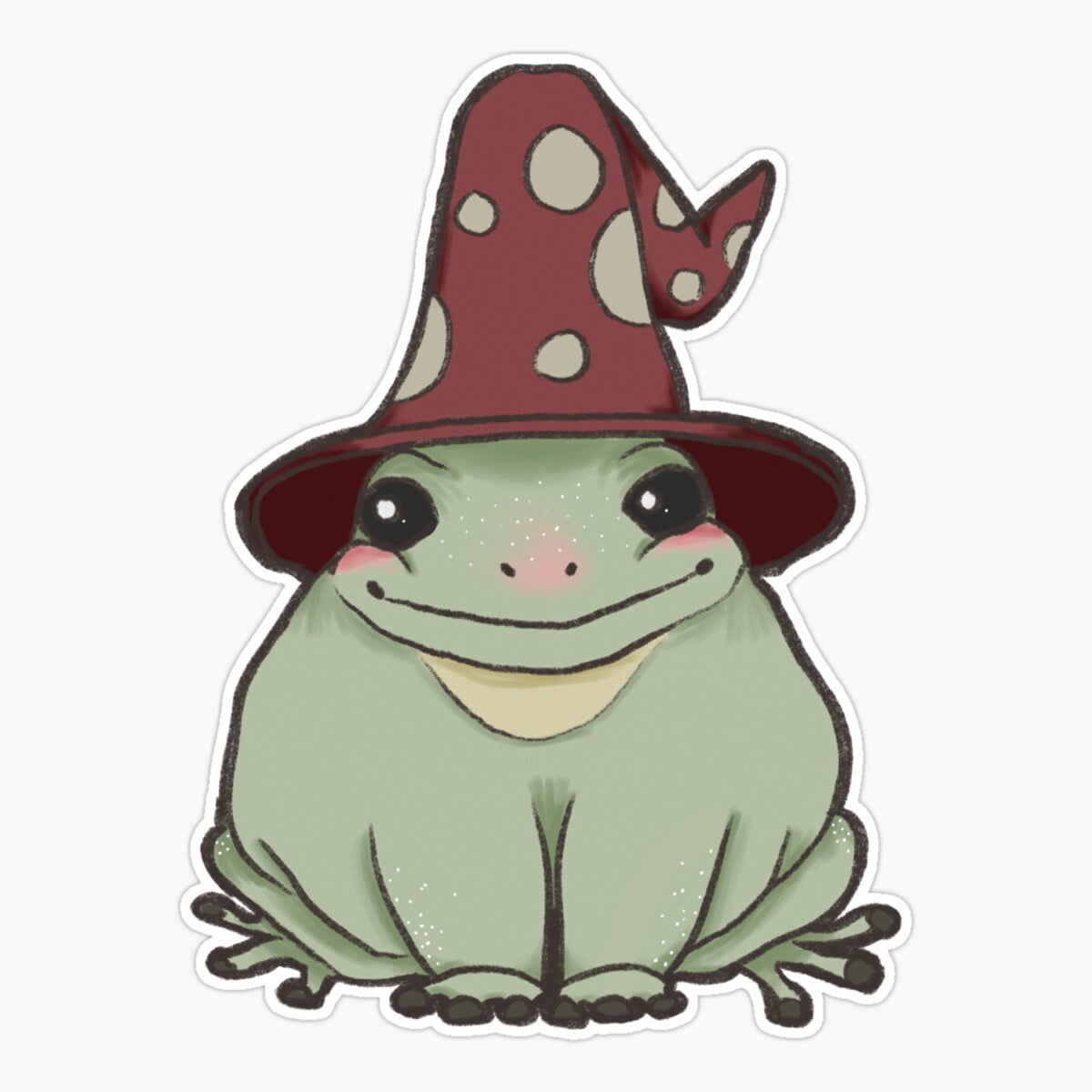 Onim Cute Mushroom Hat Froggy Sticker, Phone Decal Water Bottle ...