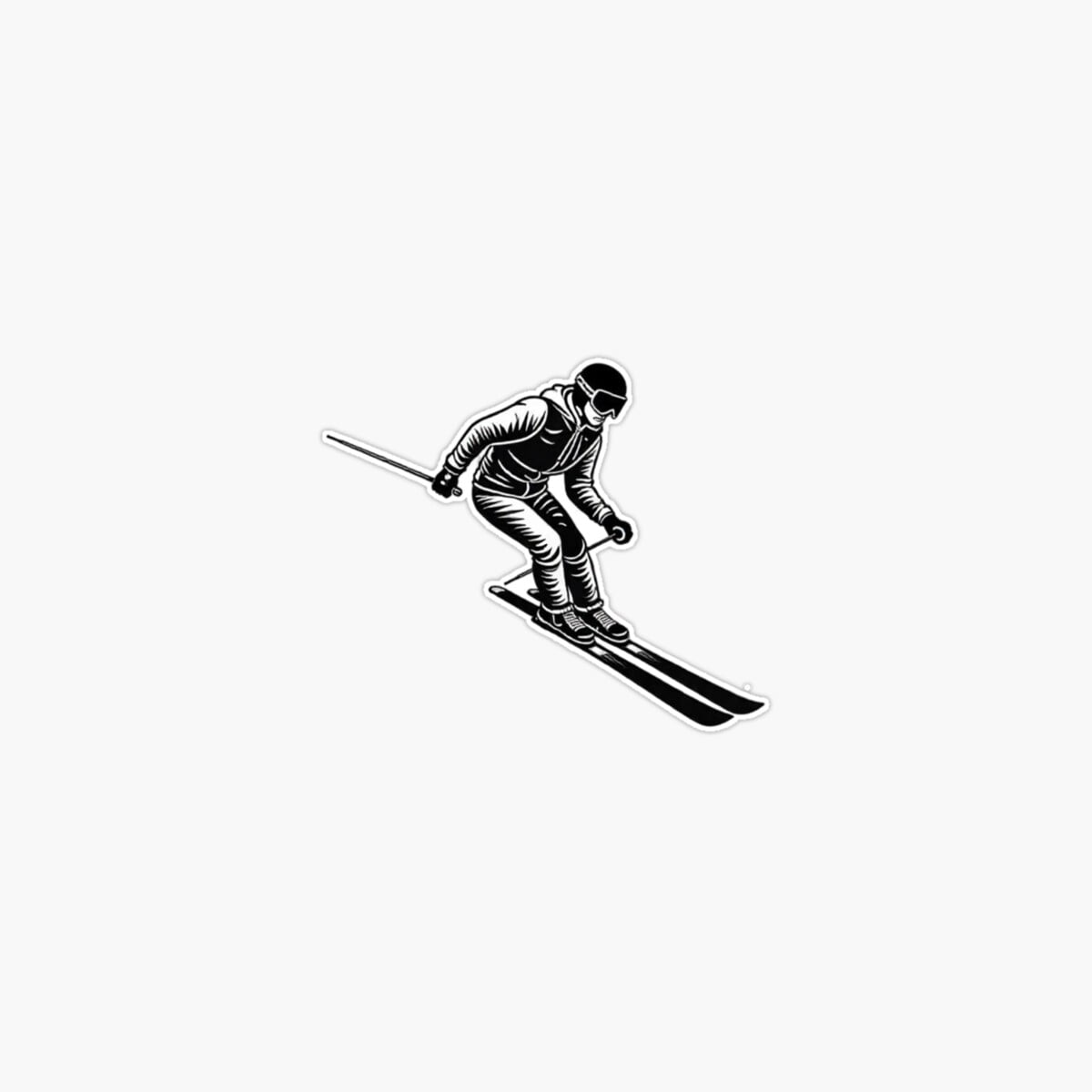 Onim Modern Trendy Vintage Skiing Sports Skier Ski Jumping Sticker ...