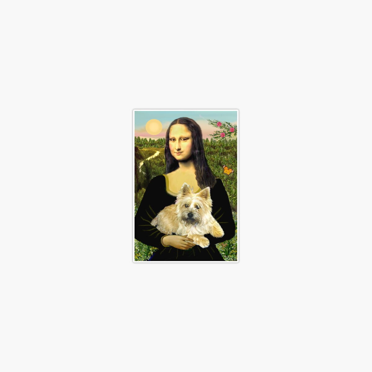 Onim Mona Lisa And Her Cairn Terrier (Wheaten #6) Sticker, Phone Decal ...