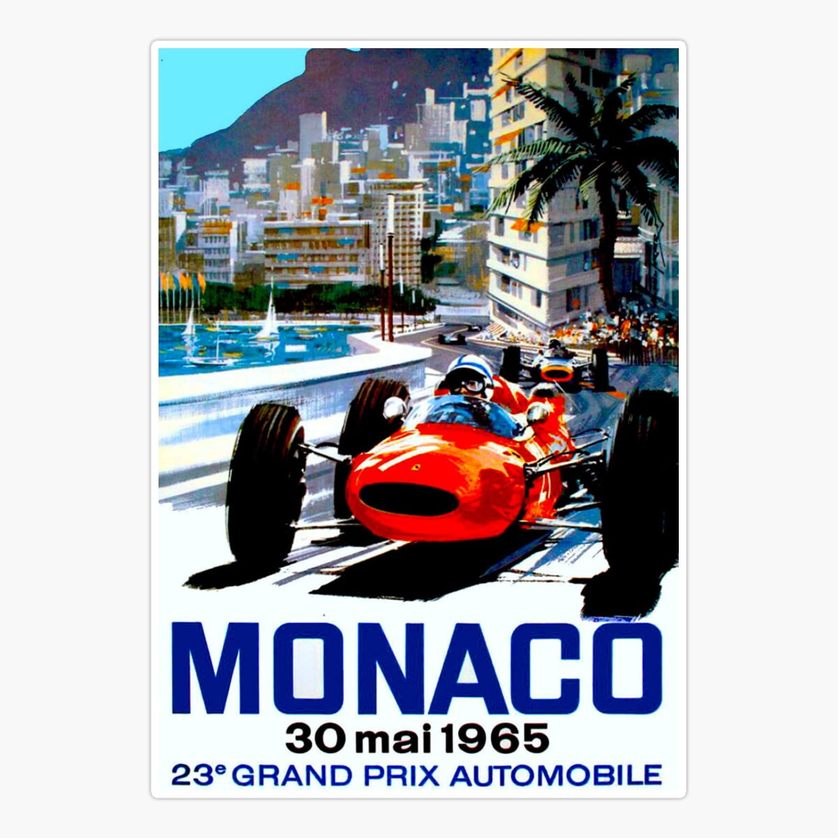 Onim Monaco Grand Prix; Vintage Auto Racing Print Sticker, Phone Decal ...