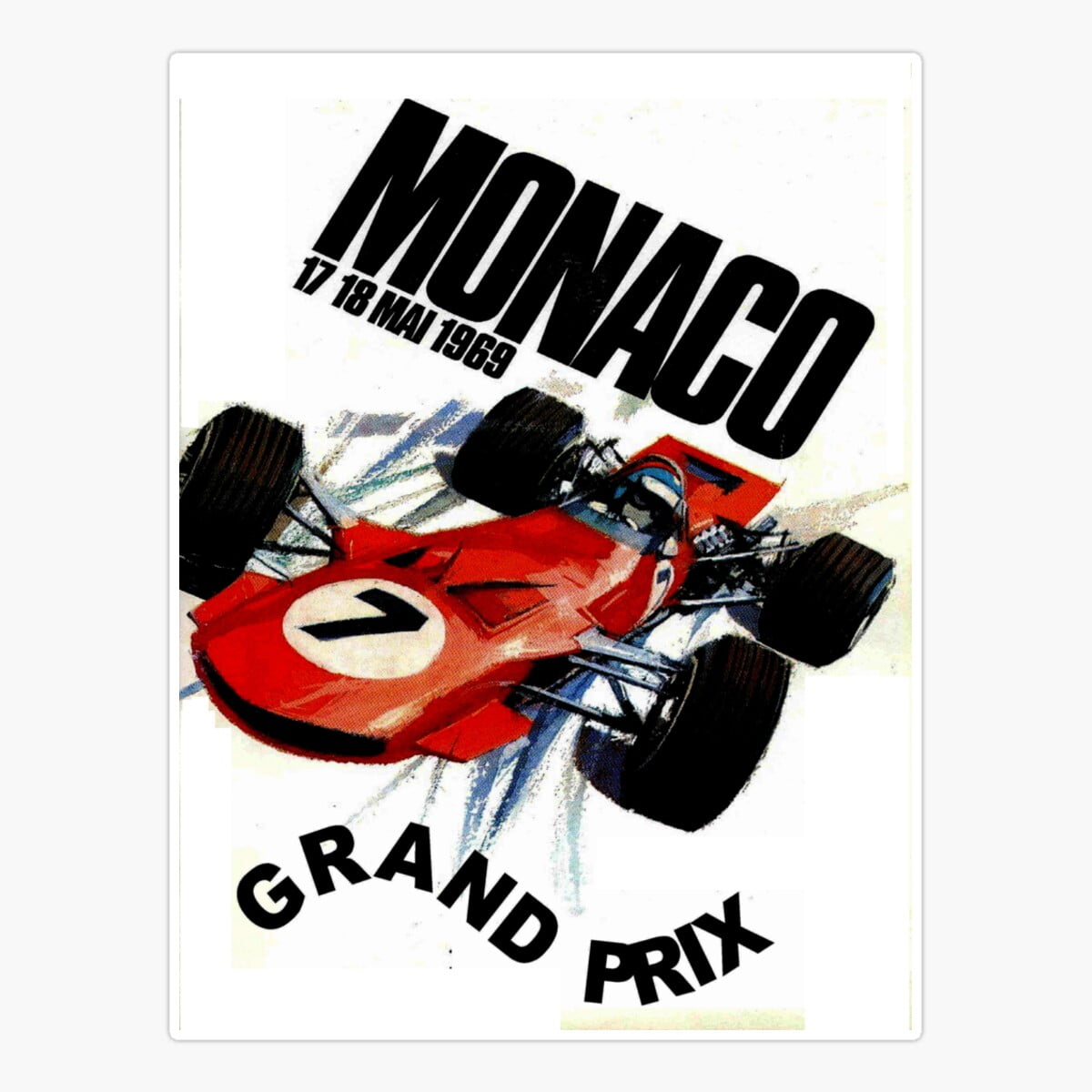 Onim Monaco : Vintage 1969 Grand Prix Auto Racing Print Sticker, Phone ...