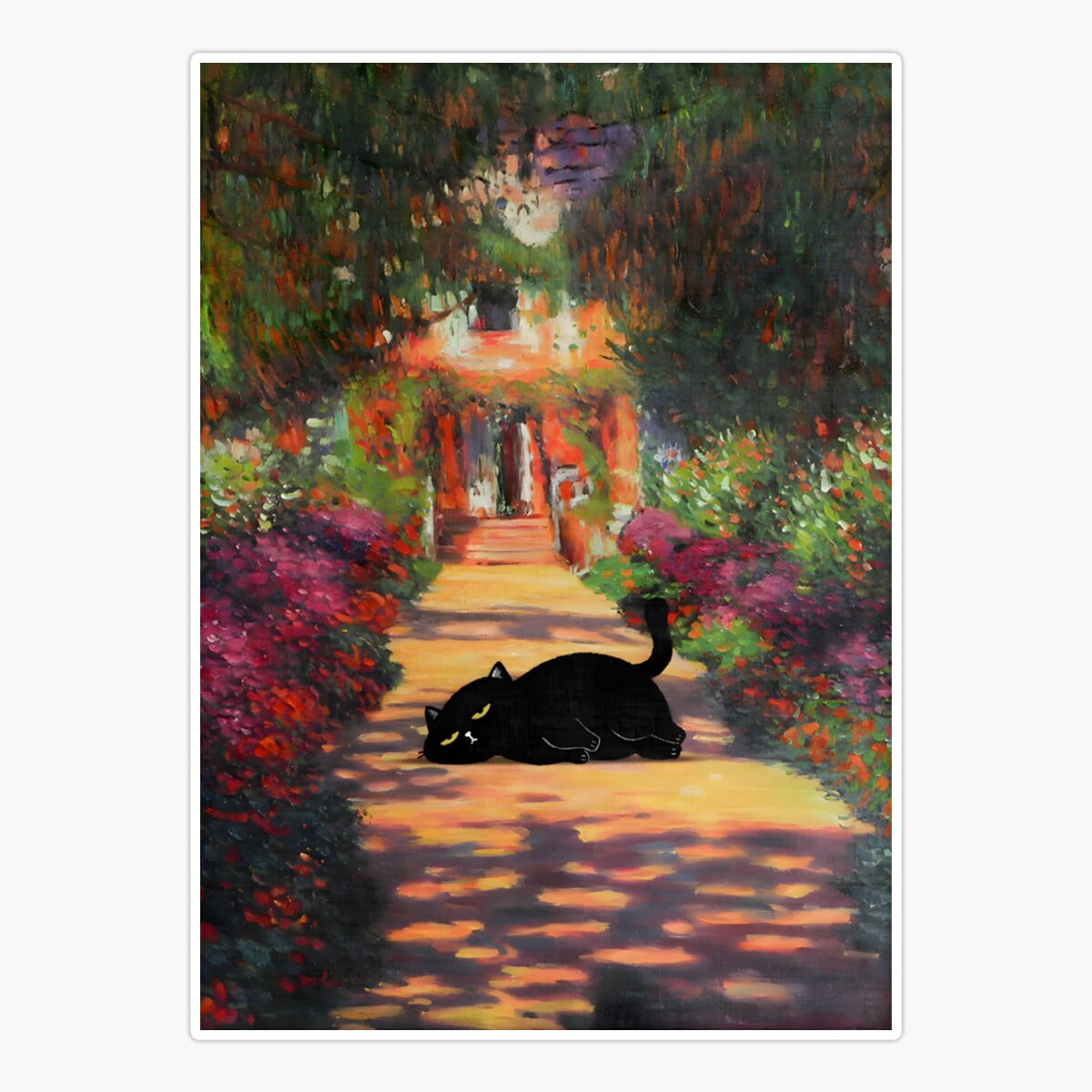 Onim Monet Garden Cat Sticker, Phone Decal Water Bottle Stickers Car ...
