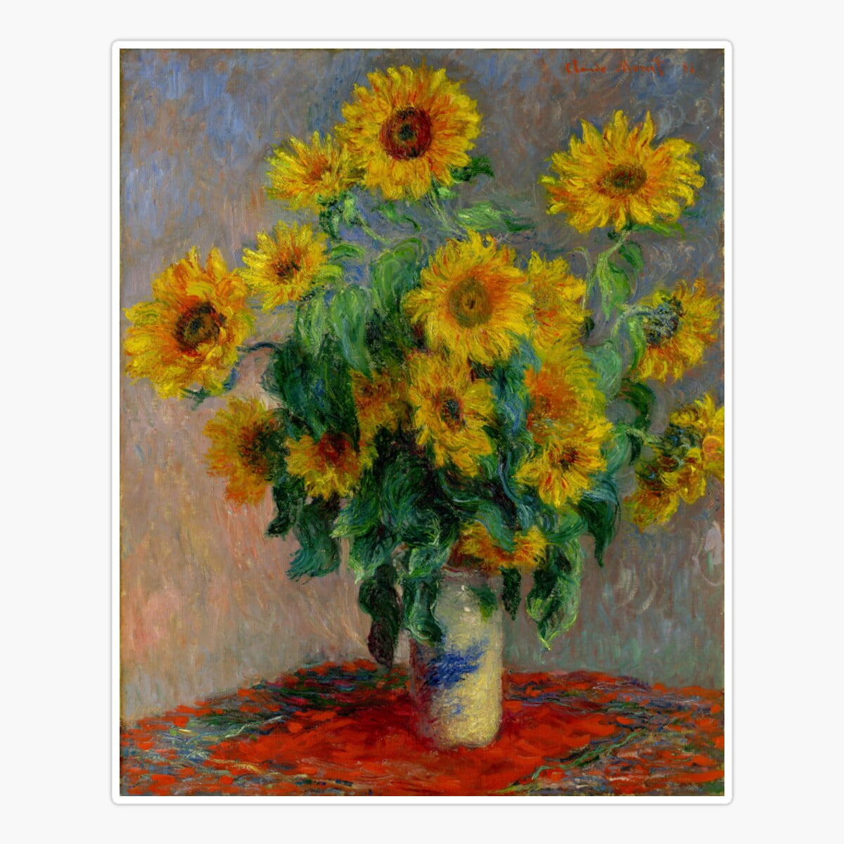 Onim Monet - Sunflowers Sticker, Phone Decal Water Bottle Stickers Car ...