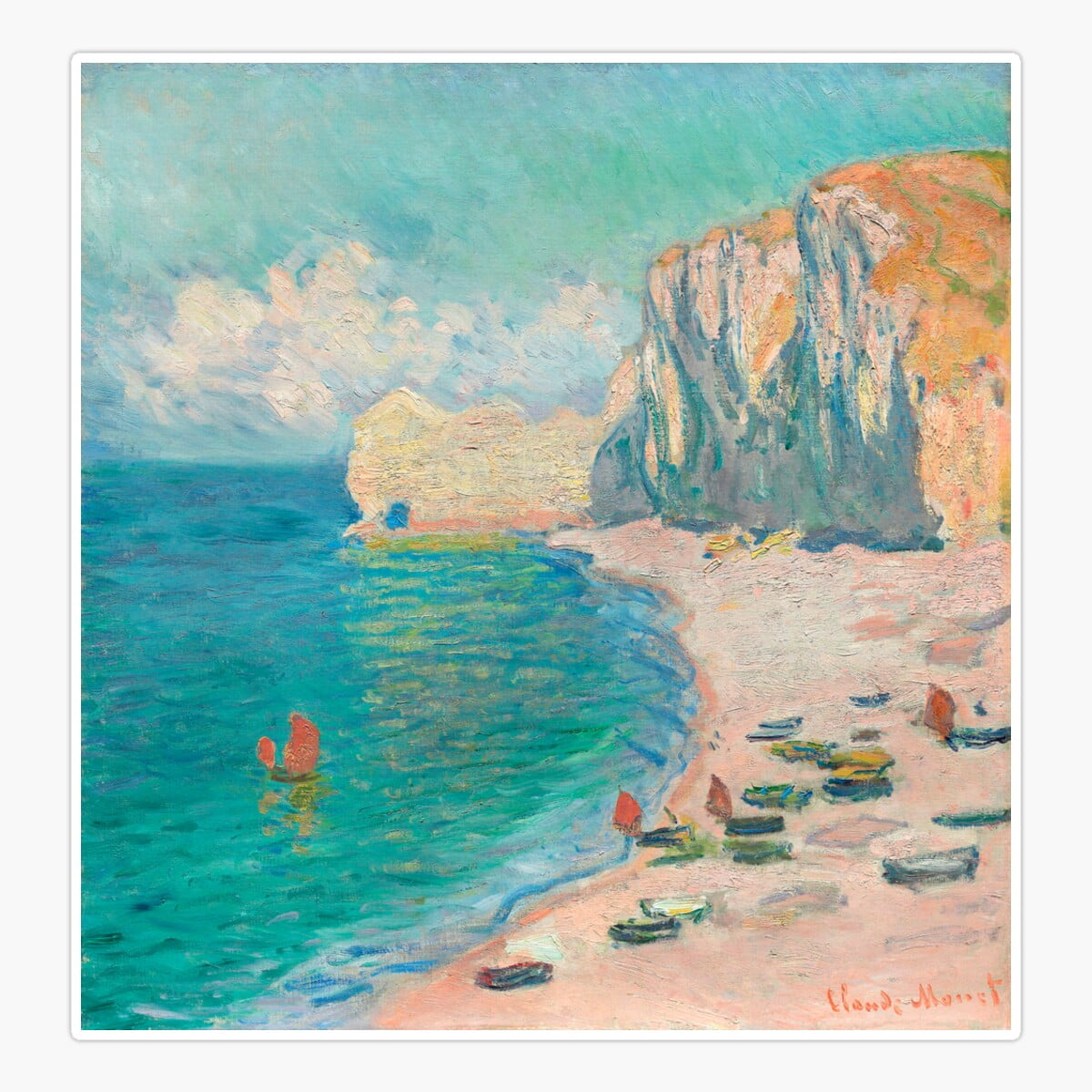 Onim Monet The Beach And The Falaise D'Amont 1885 Sticker, Phone Decal ...