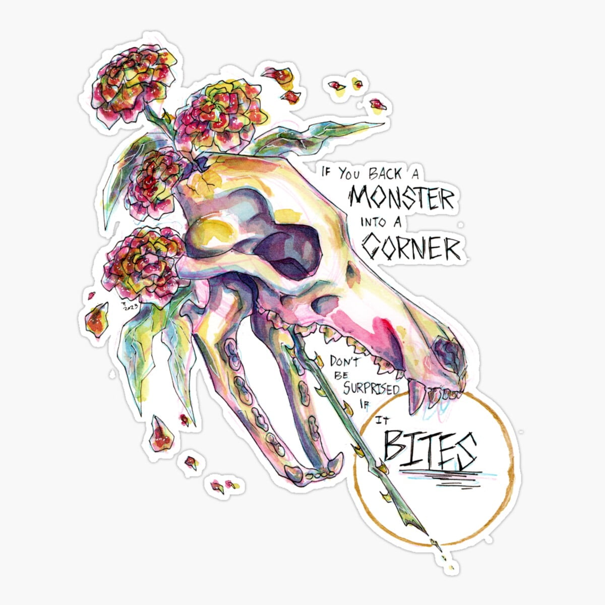 Onim Monster Bites Sticker, Phone Decal Water Bottle Stickers Car ...