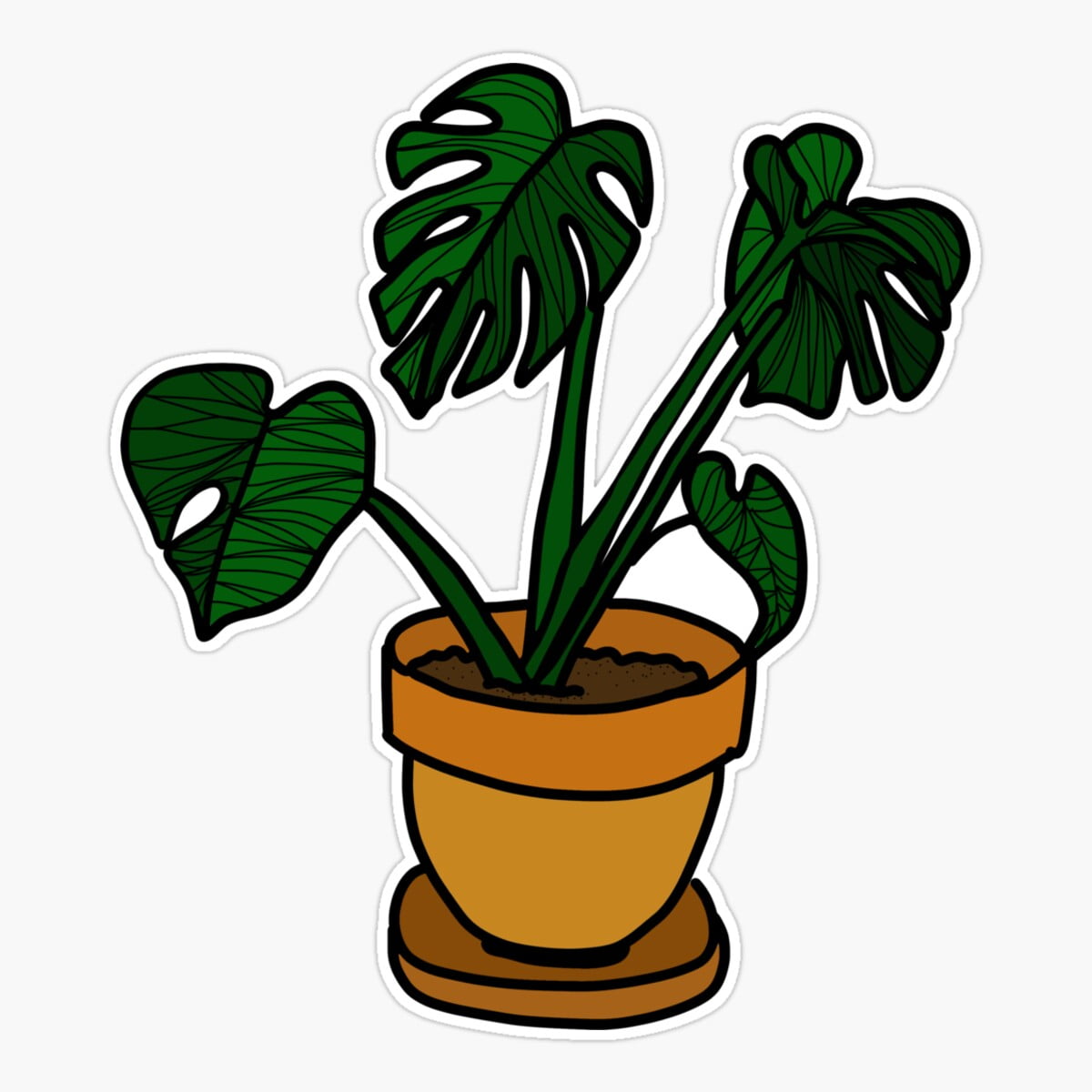 Onim Monstera Doodle By Phoebe Burke Sticker, Phone Decal Water Bottle Stickers Car Decals ...