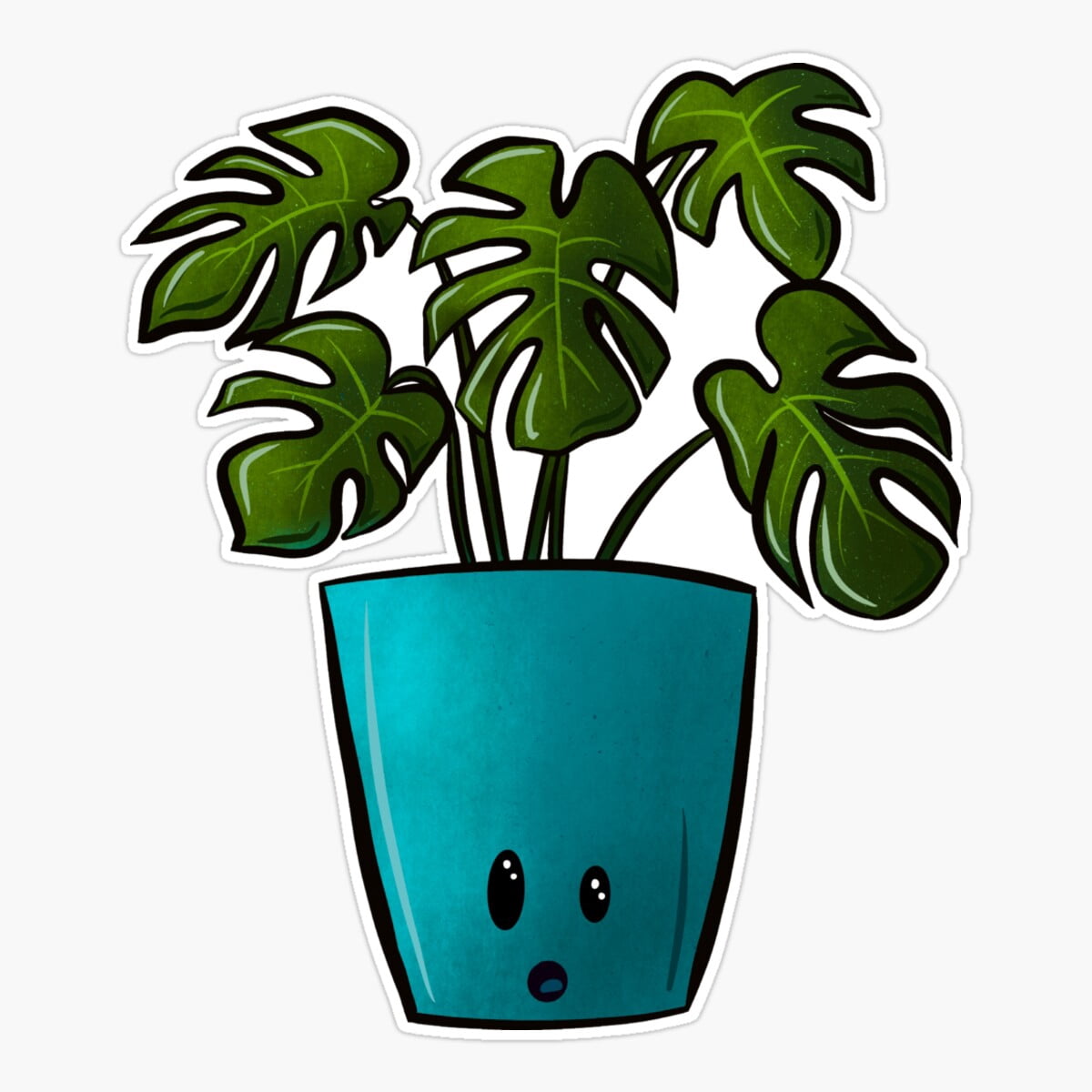 Onim Monstera Plant Buddy Sticker, Phone Decal Water Bottle Stickers ...