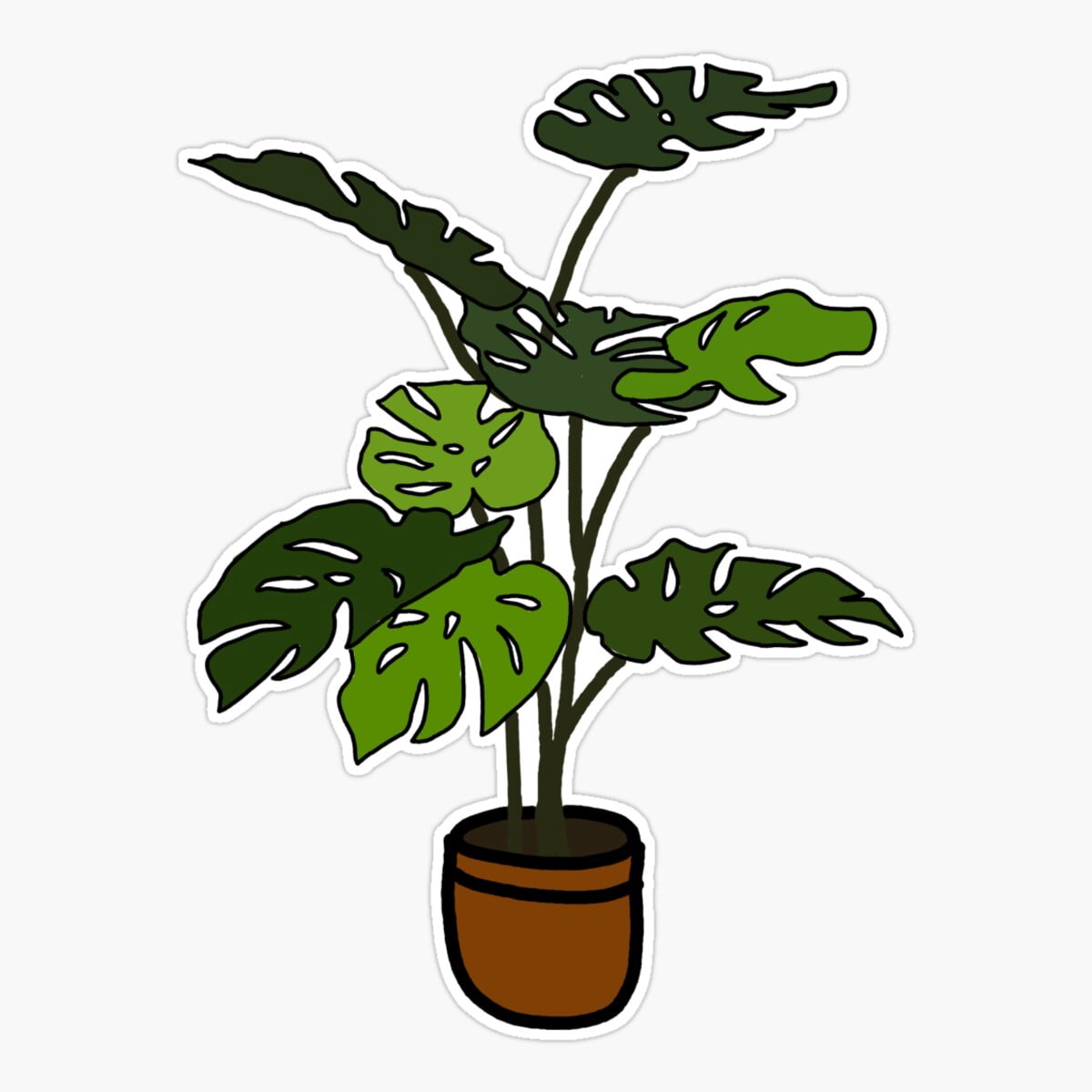 Onim Monstera Plant Sticker, Phone Decal Water Bottle Stickers Car ...