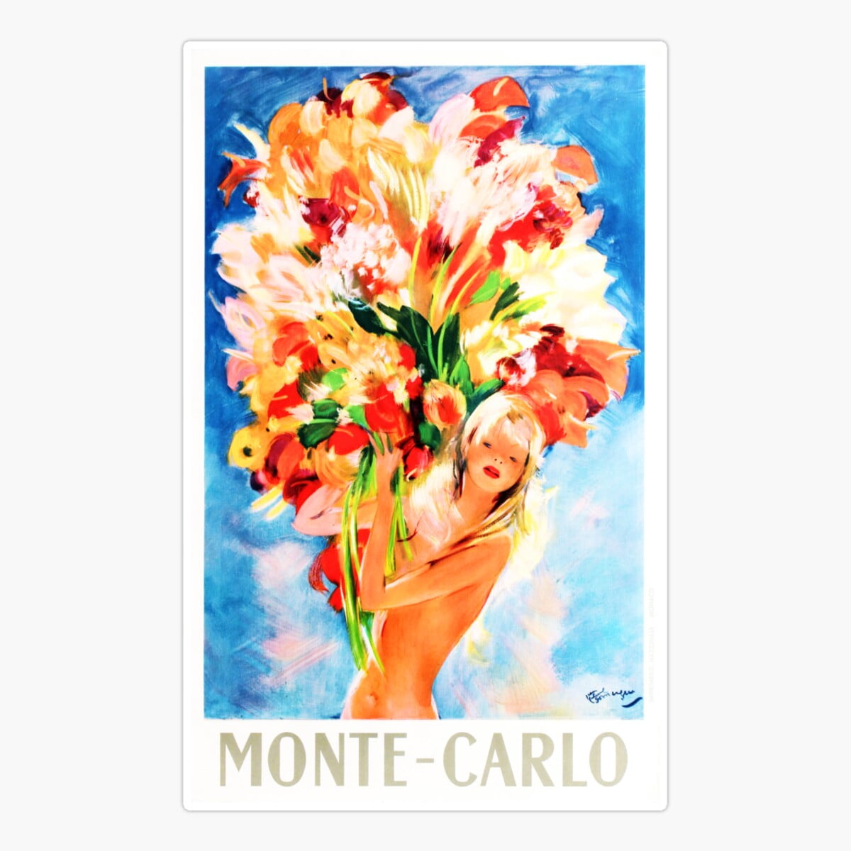 Onim Monte Carlo Flower Girl Vintage Poster By Artist Jean-Gabriel ...