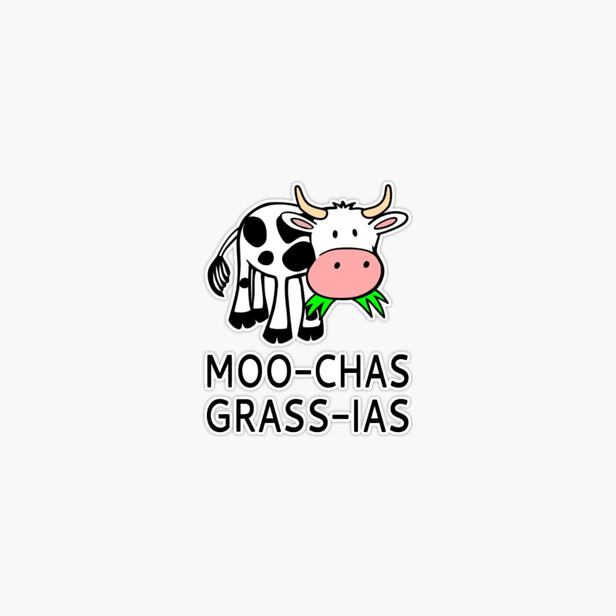 Onim Moo-Chas Grass-Ias (Muchas Gracias) Sticker, Phone Decal Water ...