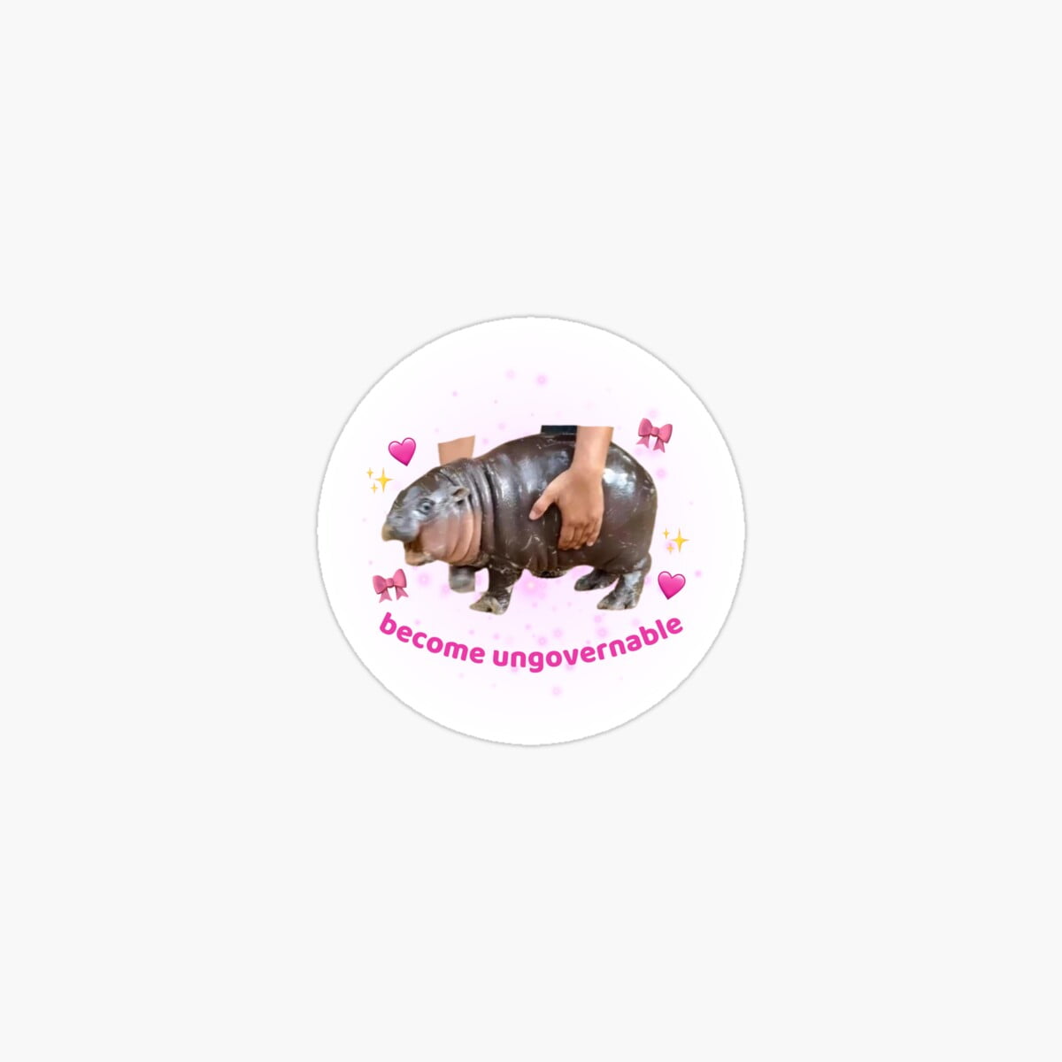 Onim Moo Deng Become Ungovernable Sticker, Phone Decal Water Bottle ...