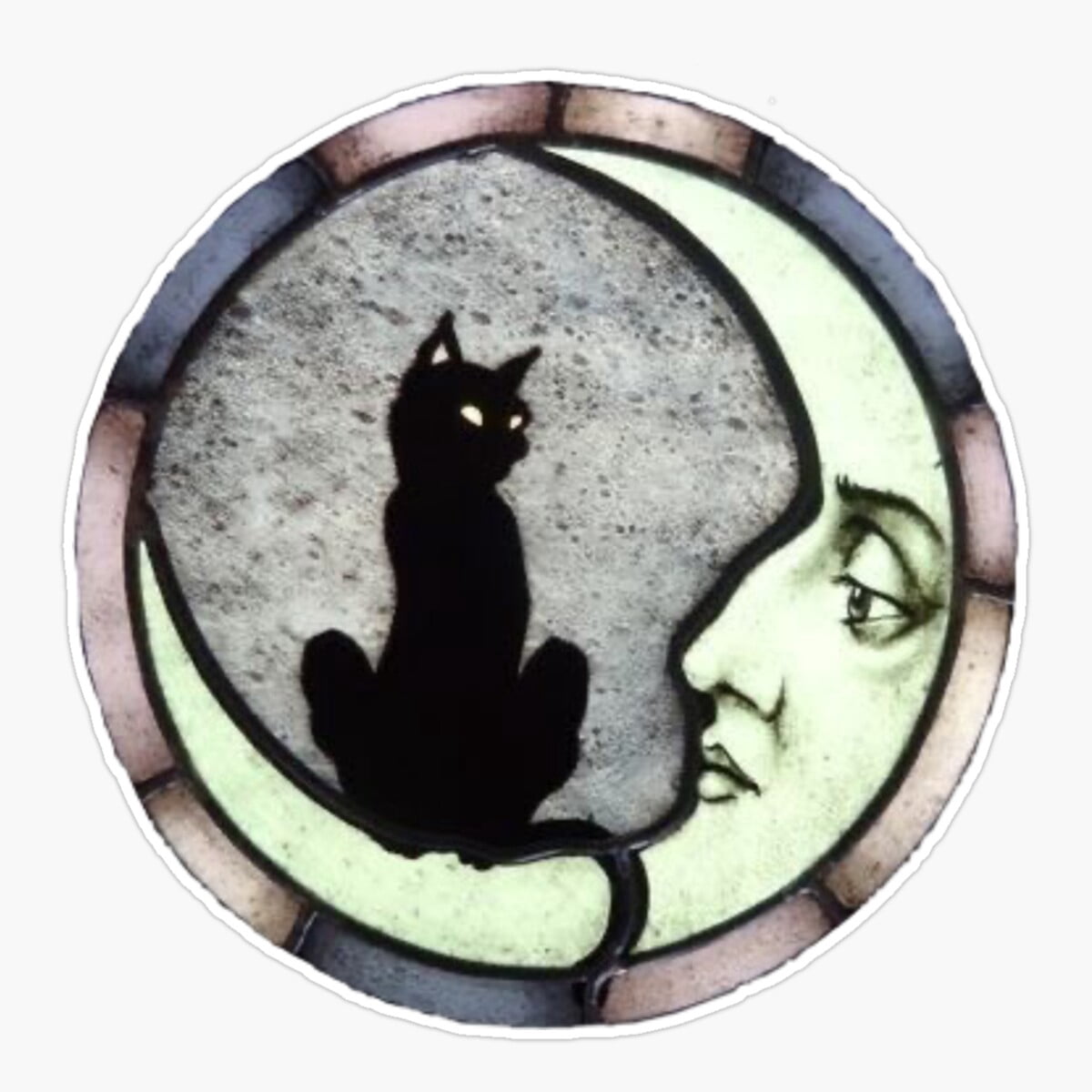 Onim Moon And Cat 90S Celestial Sticker, Phone Decal Water Bottle ...
