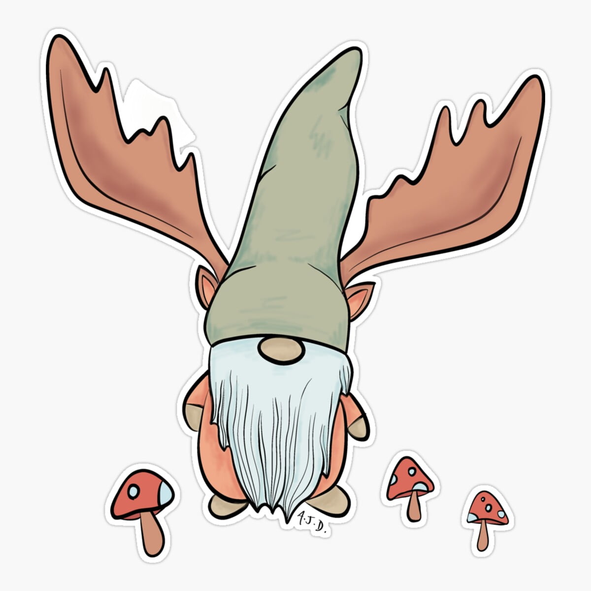 Onim Moose Gnome Sticker, Phone Decal Water Bottle Stickers Car Decals ...