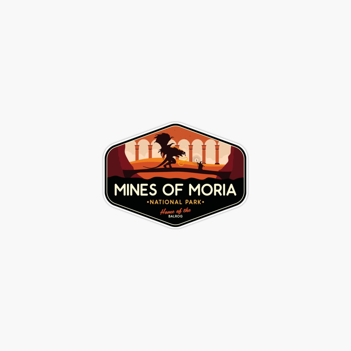Onim Moria National Park - Home Of The Balrog! Sticker, Phone Decal ...
