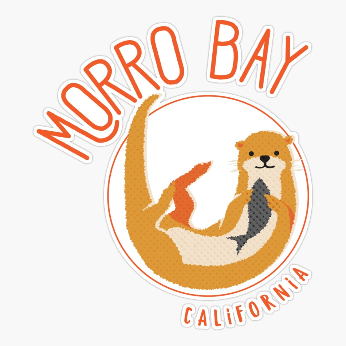 Onim Morro Bay California Sea Otter Design Sticker, Phone Decal Water ...