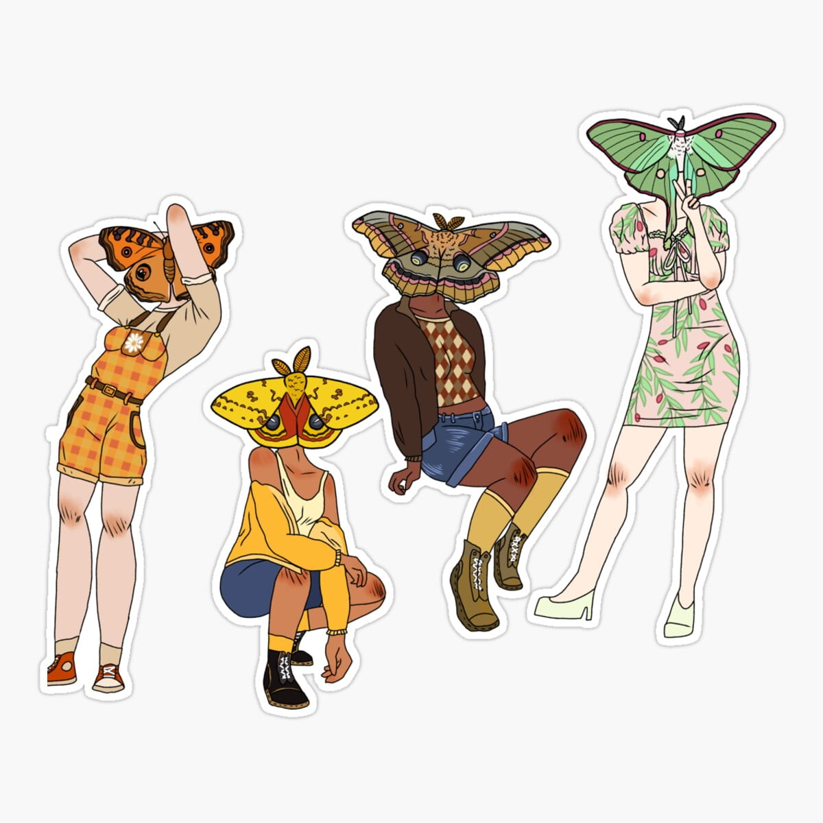 Onim Moth Girls Sticker, Phone Decal Water Bottle Stickers Car Decals ...