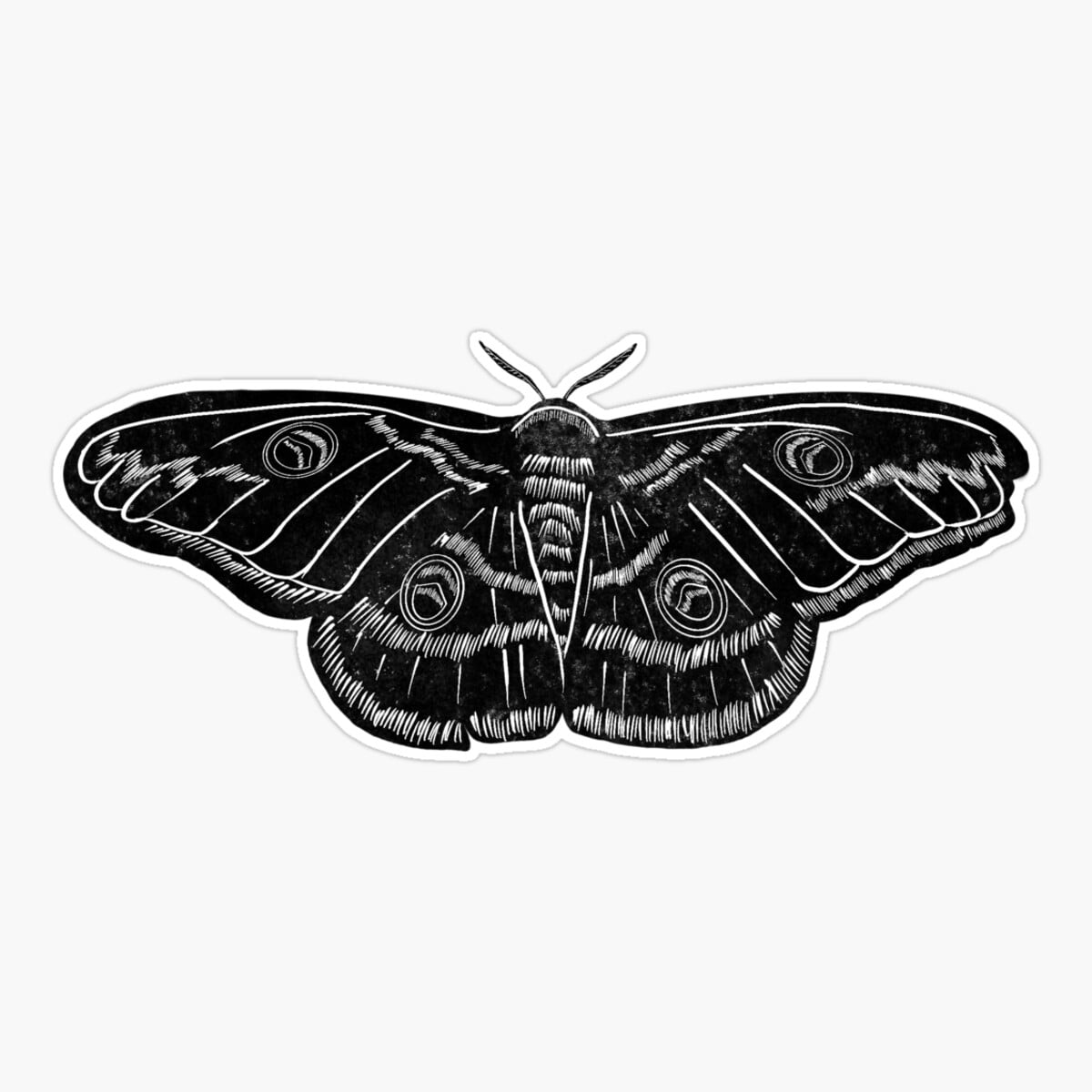 Onim Moth Lino Print Style Sticker, Phone Decal Water Bottle Stickers ...