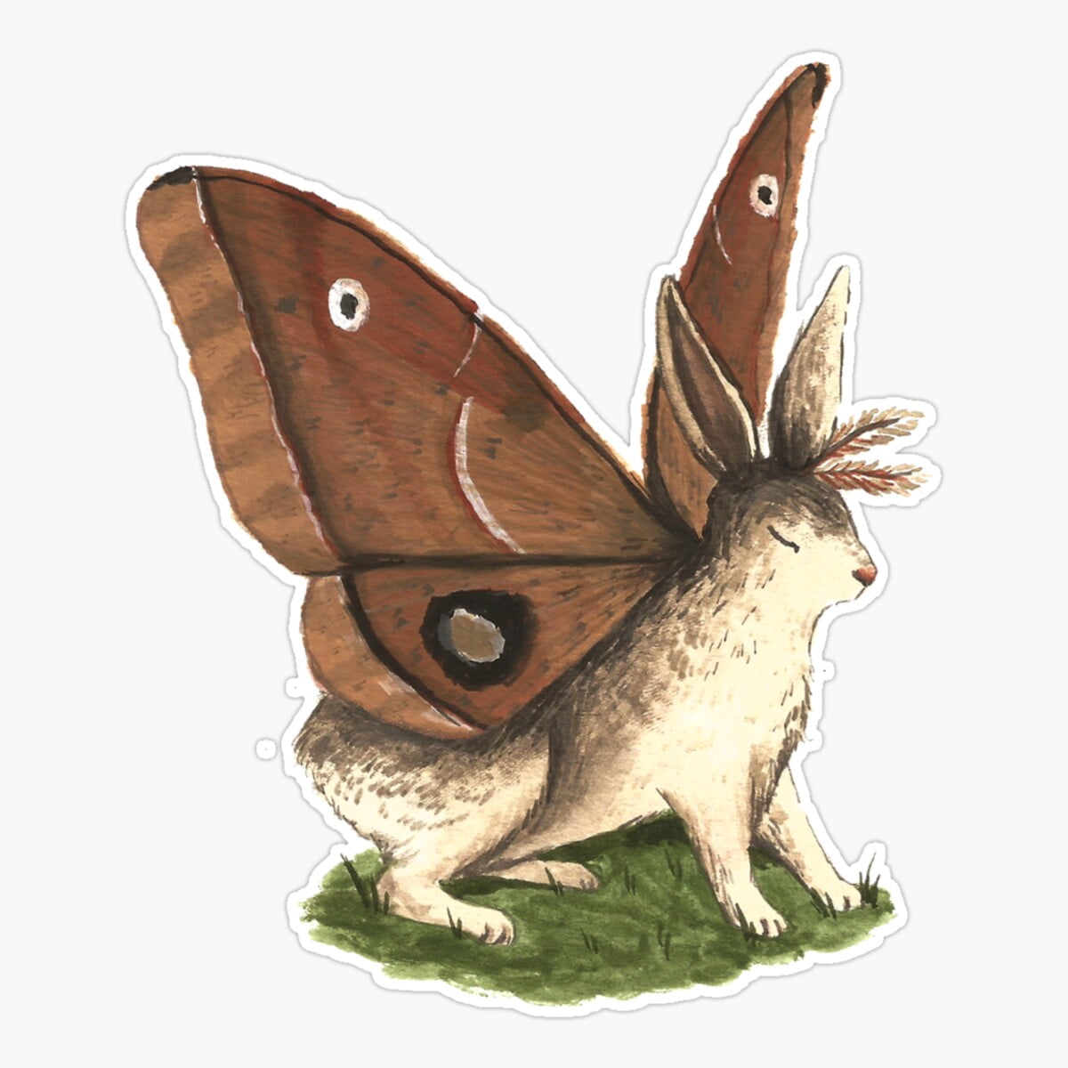 Onim Moth Rabbit Sticker, Phone Decal Water Bottle Stickers Car Decals ...