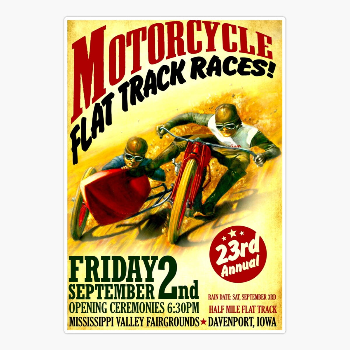Onim Motorcycle Flat Track Vintage Racing Print Sticker, Phone Decal ...