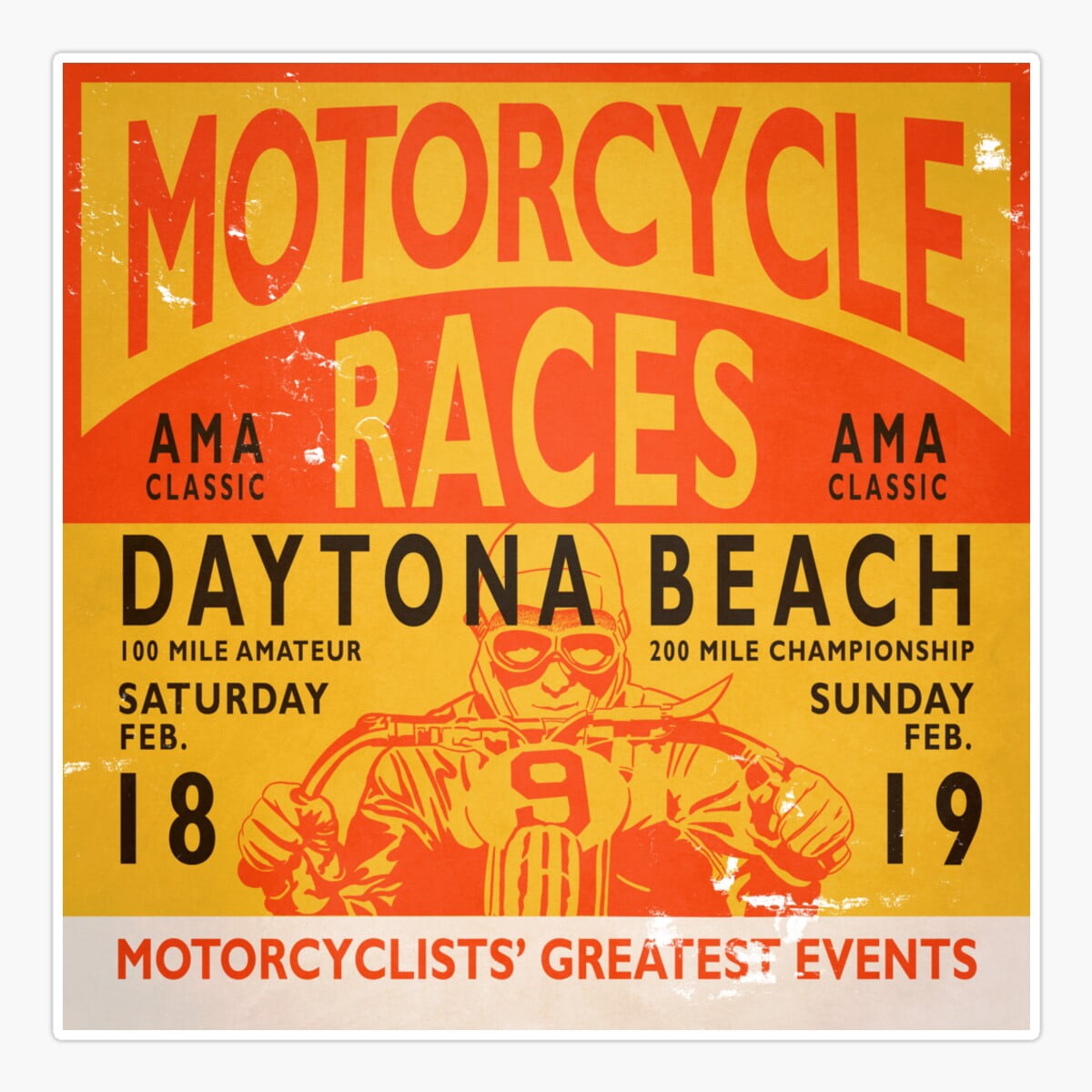 Onim Motorcycle Races Daytona Beach Sticker, Phone Decal Water Bottle ...