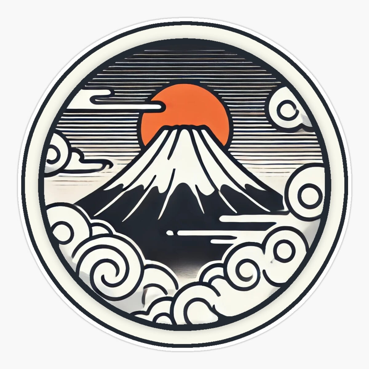 Onim Mount Fuji At Sunrise - Japanese Landscape Art Sticker, Phone ...