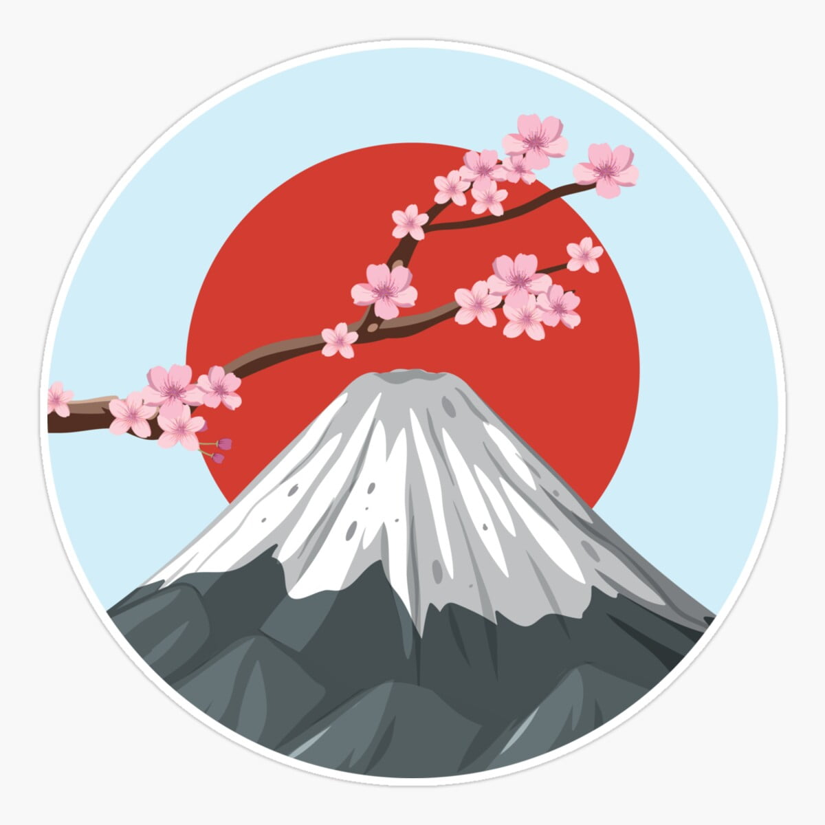 Onim Mount Fuji Cherry Blossom- Japan Sticker, Phone Decal Water Bottle ...
