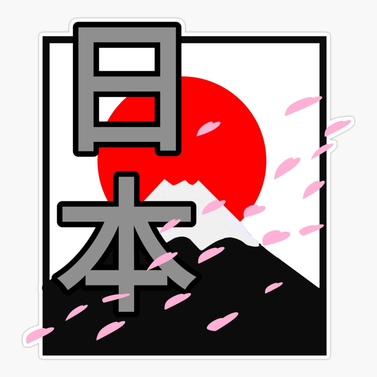 Onim Mount Fuji Cherry Blossom Sticker, Phone Decal Water Bottle ...