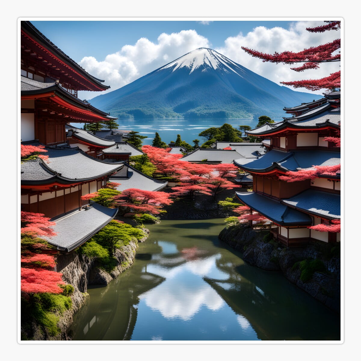 Onim Mount Fuji In Summer Sticker, Phone Decal Water Bottle Stickers ...