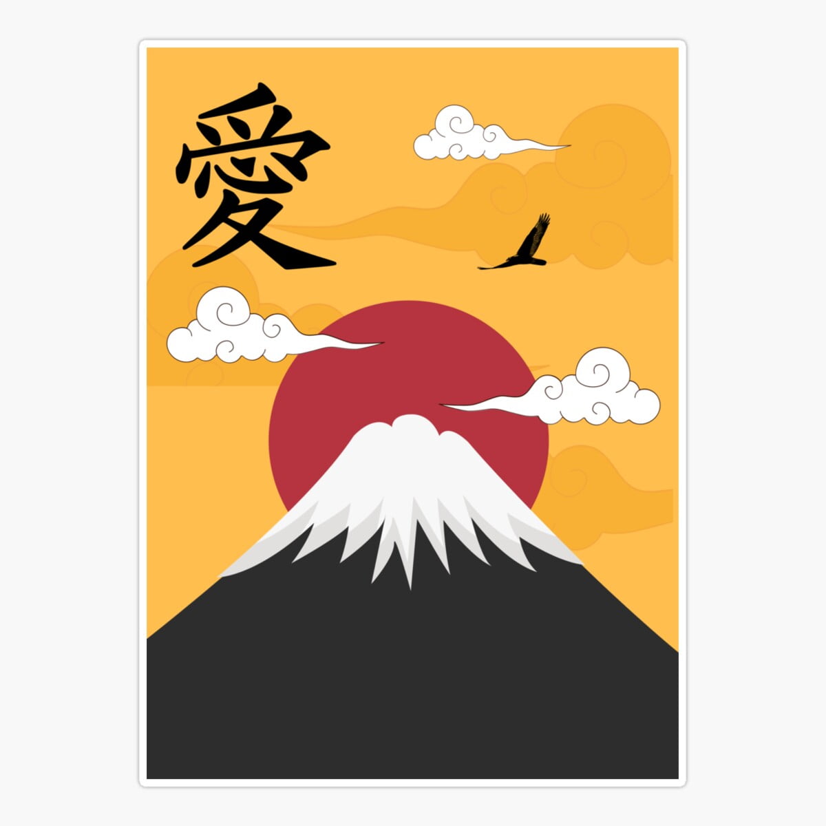 Onim Mount Fuji Japan Sticker, Phone Decal Water Bottle Stickers Car ...