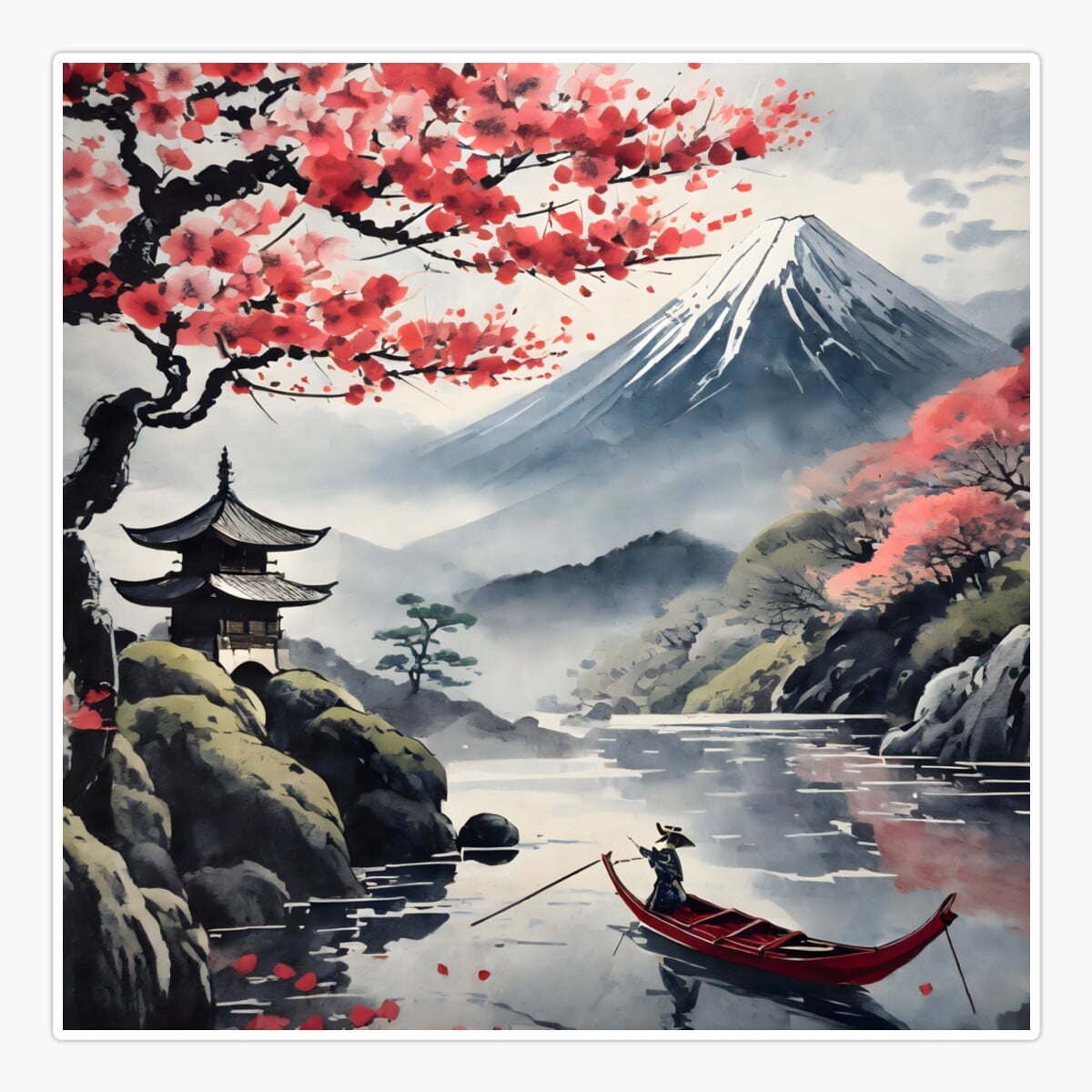 Onim Mount Fuji Sticker, Phone Decal Water Bottle Stickers Car Decals ...