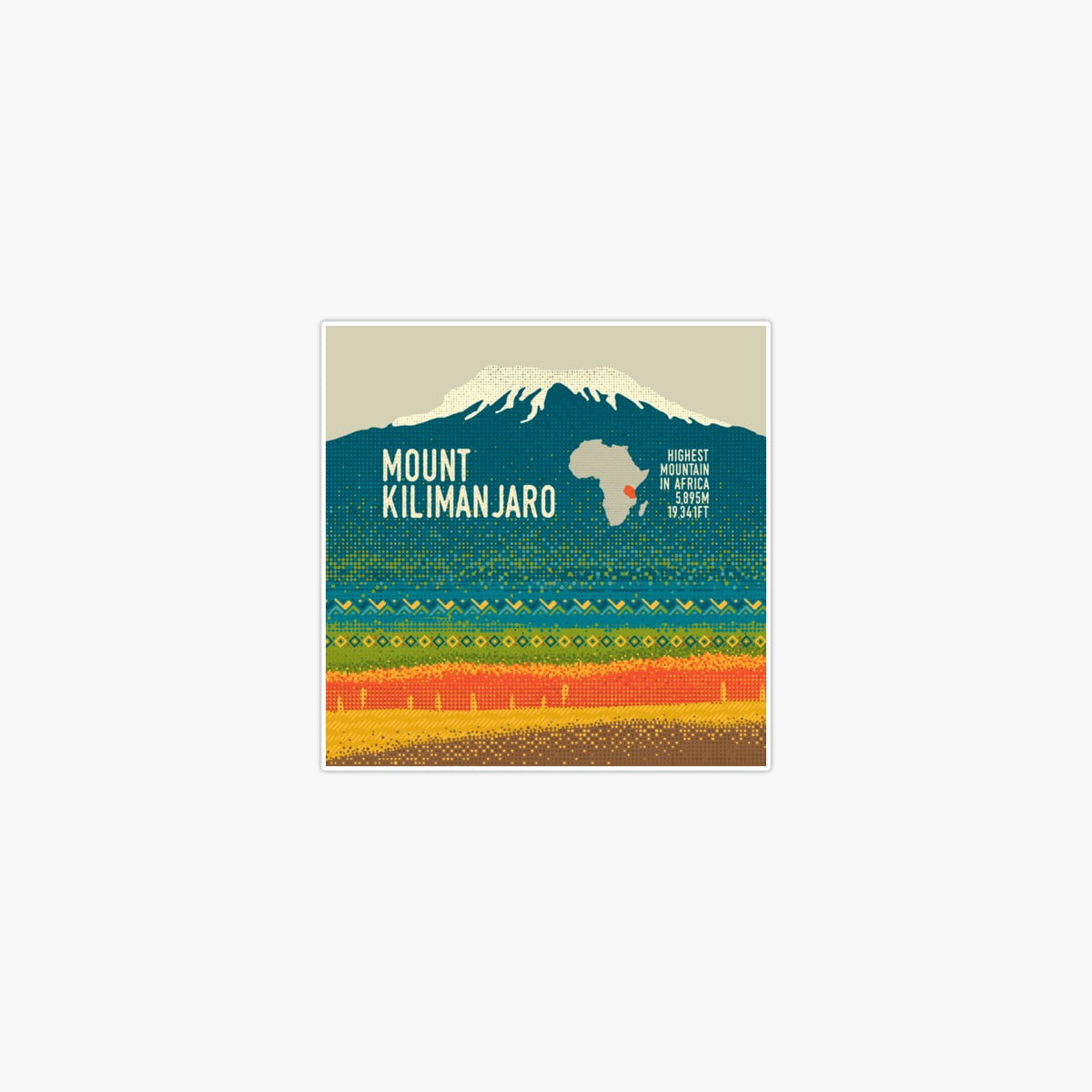 Onim Mount Kilimanjaro Sticker, Phone Decal Water Bottle Stickers Car ...