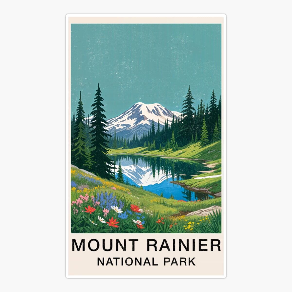 Onim Mount Rainier National Park Vintage Sticker, Phone Decal Water ...