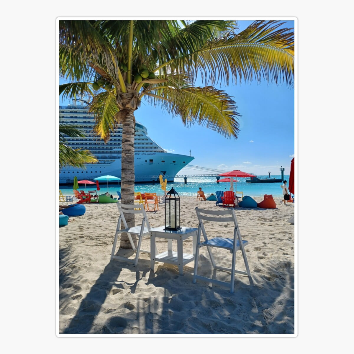 Onim Msc Seashore Docked At Ocean Cay, Bahamas Sticker, Phone Decal ...