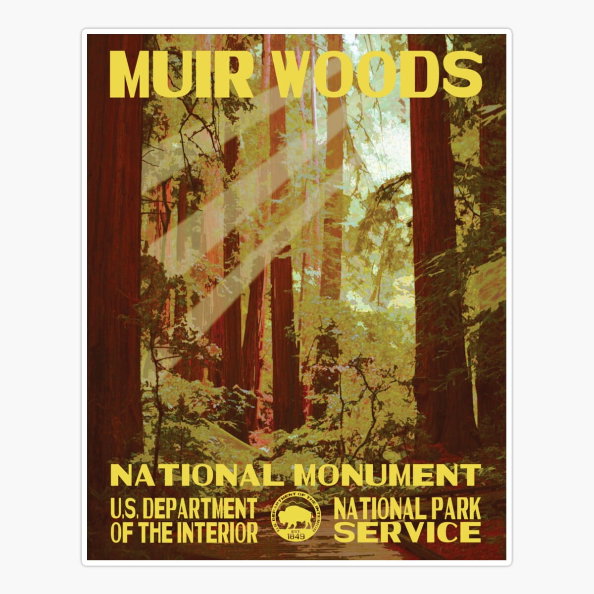 Onim Muir Woods National Monument Park Poster Sticker, Phone Decal ...