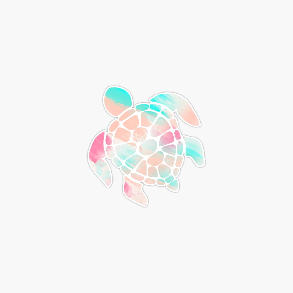 Onim Multicolor Tropical Turtle Sticker, Phone Decal Water Bottle ...