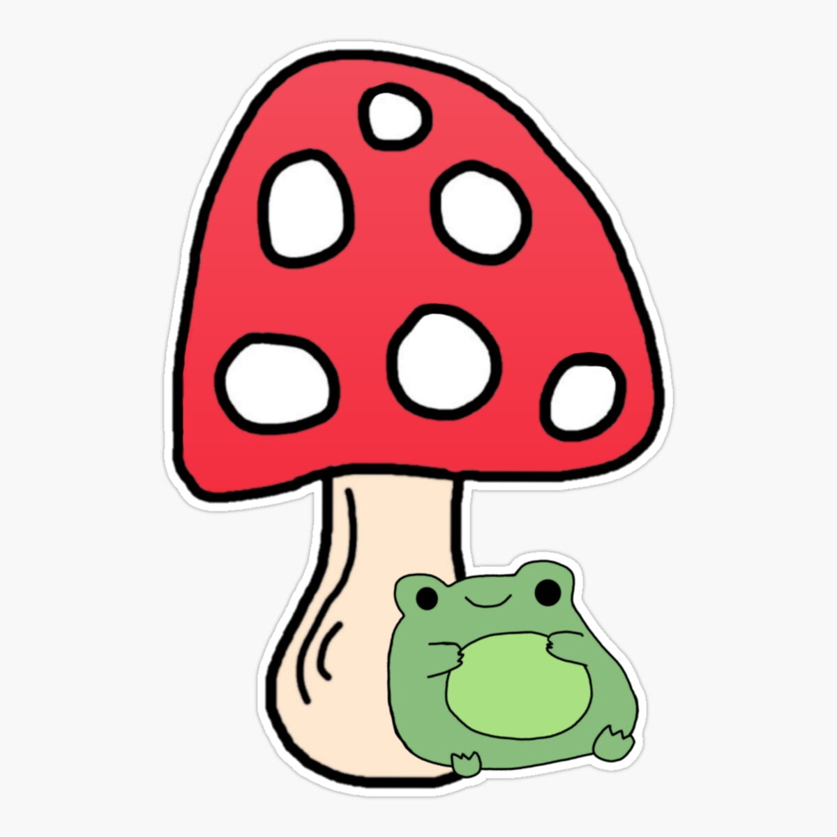 Onim Mushroom And Frog Sticker Sticker, Phone Decal Water Bottle ...